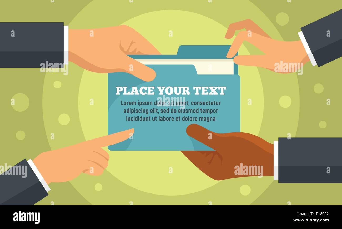 Give file folder concept banner. Flat illustration of give file folder ...