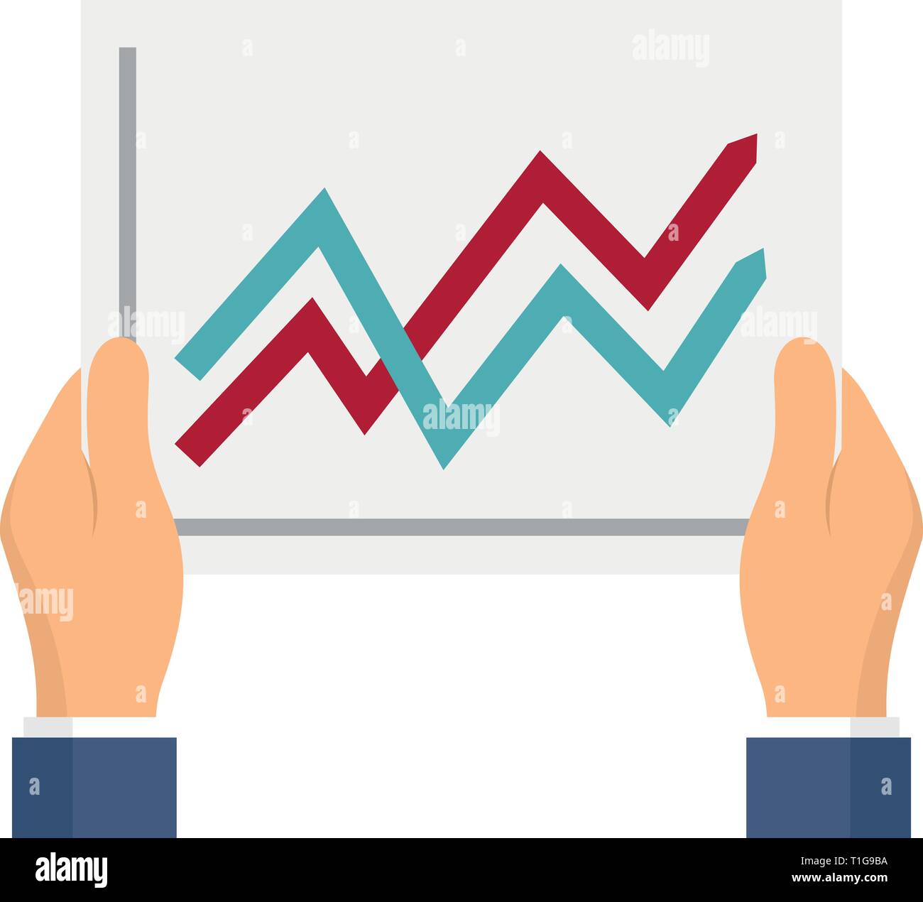 Graph in hands icon. Flat illustration of graph in hands vector icon ...