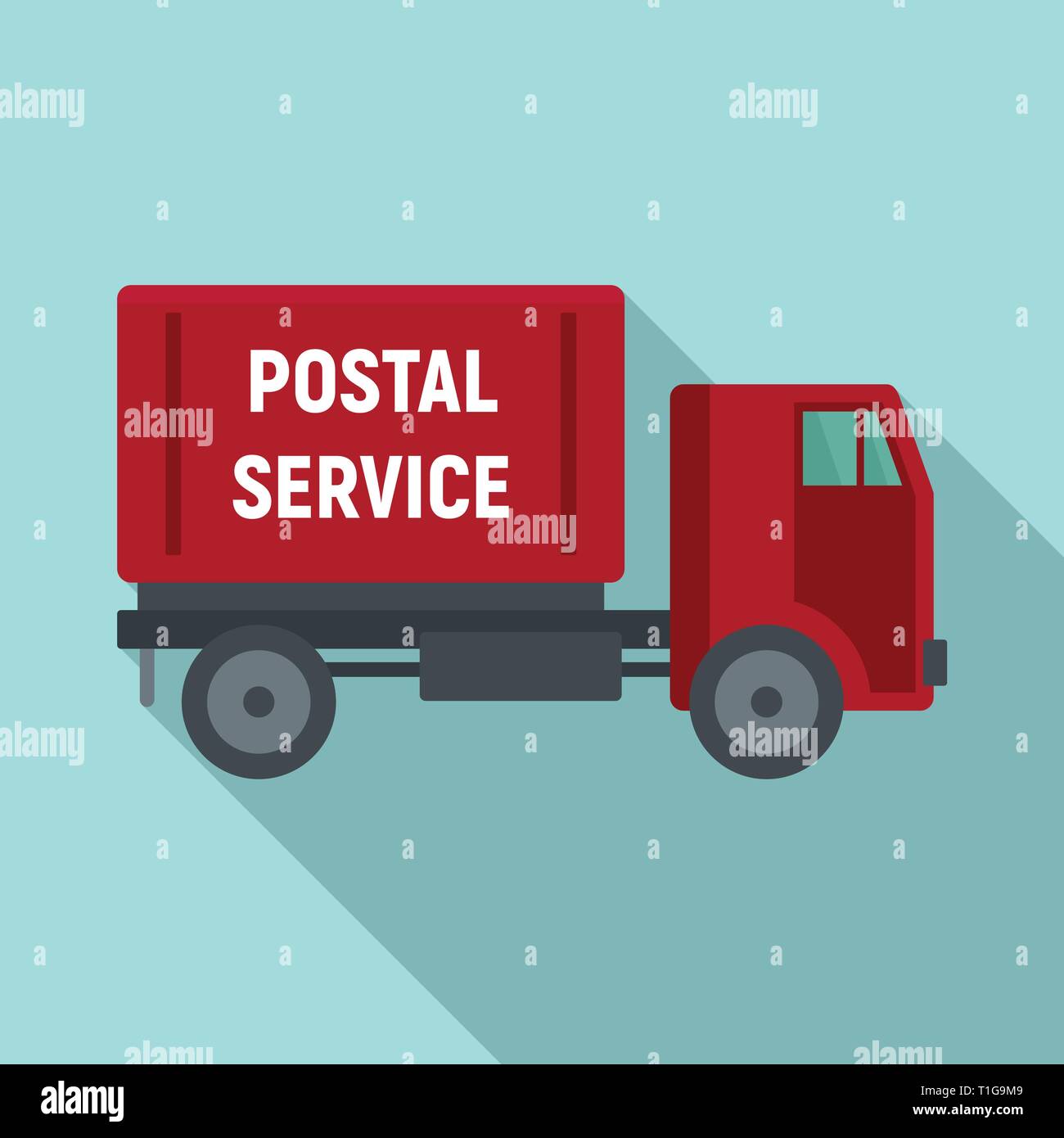Postal service truck icon. Flat illustration of postal service truck ...