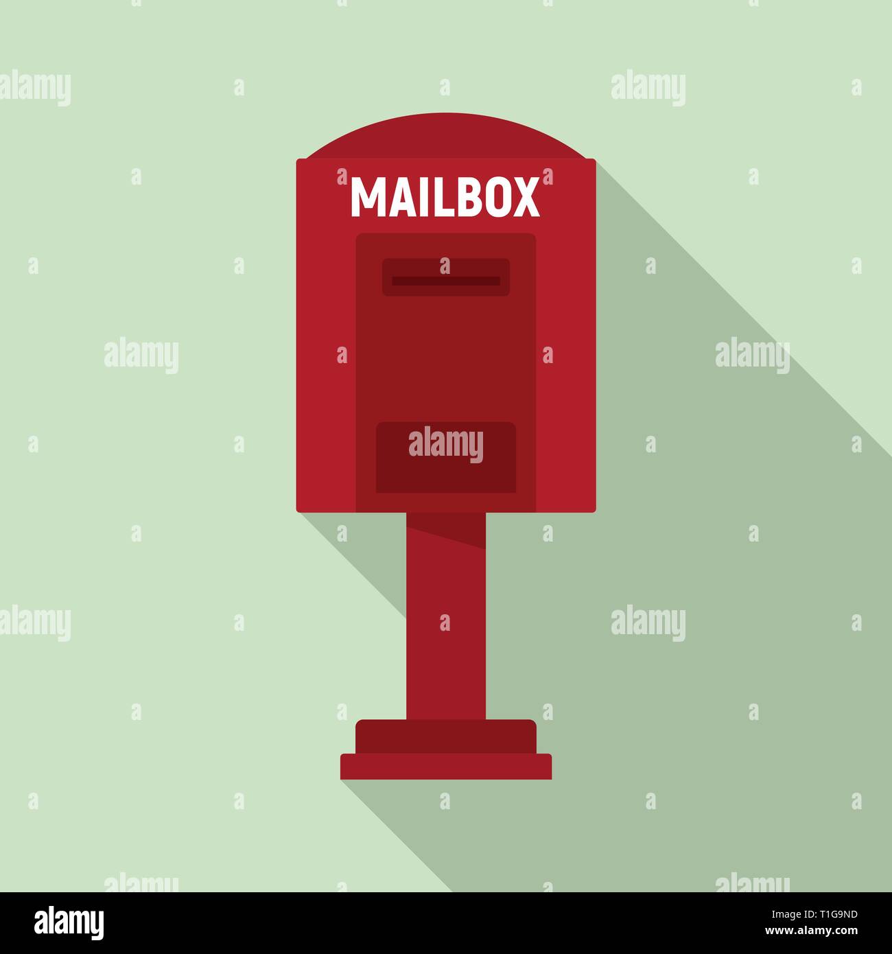 Red street mailbox icon. Flat illustration of red street mailbox vector ...