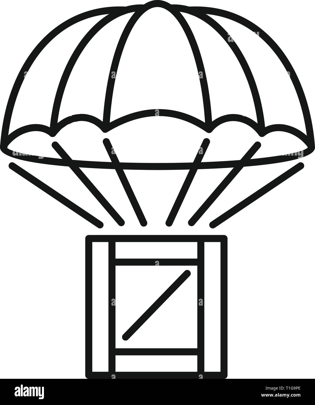Parachute delivery box icon. Outline parachute delivery box vector icon ...