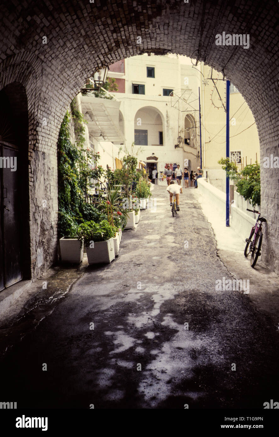 Sunny day at Ponza island, Pontine archipelago. 1991 Slide scan. Italy ...