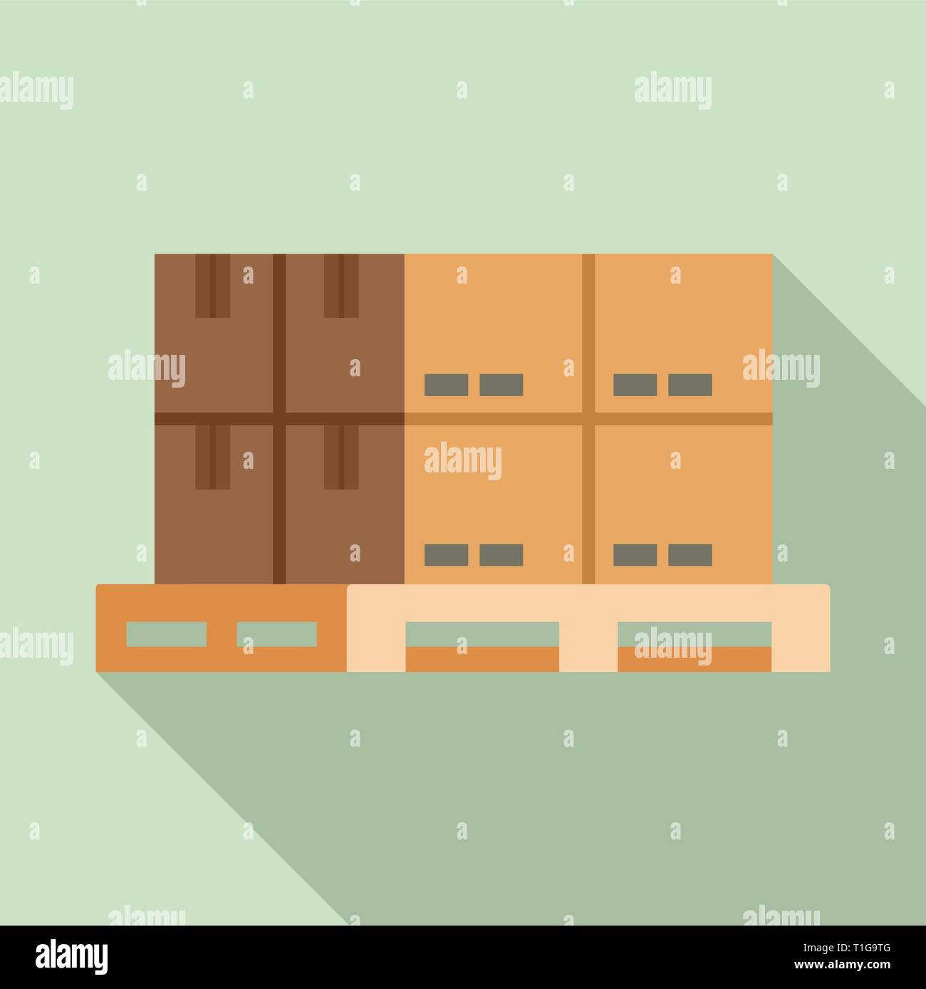 Box on pallet icon. Flat illustration of box on pallet vector icon for ...