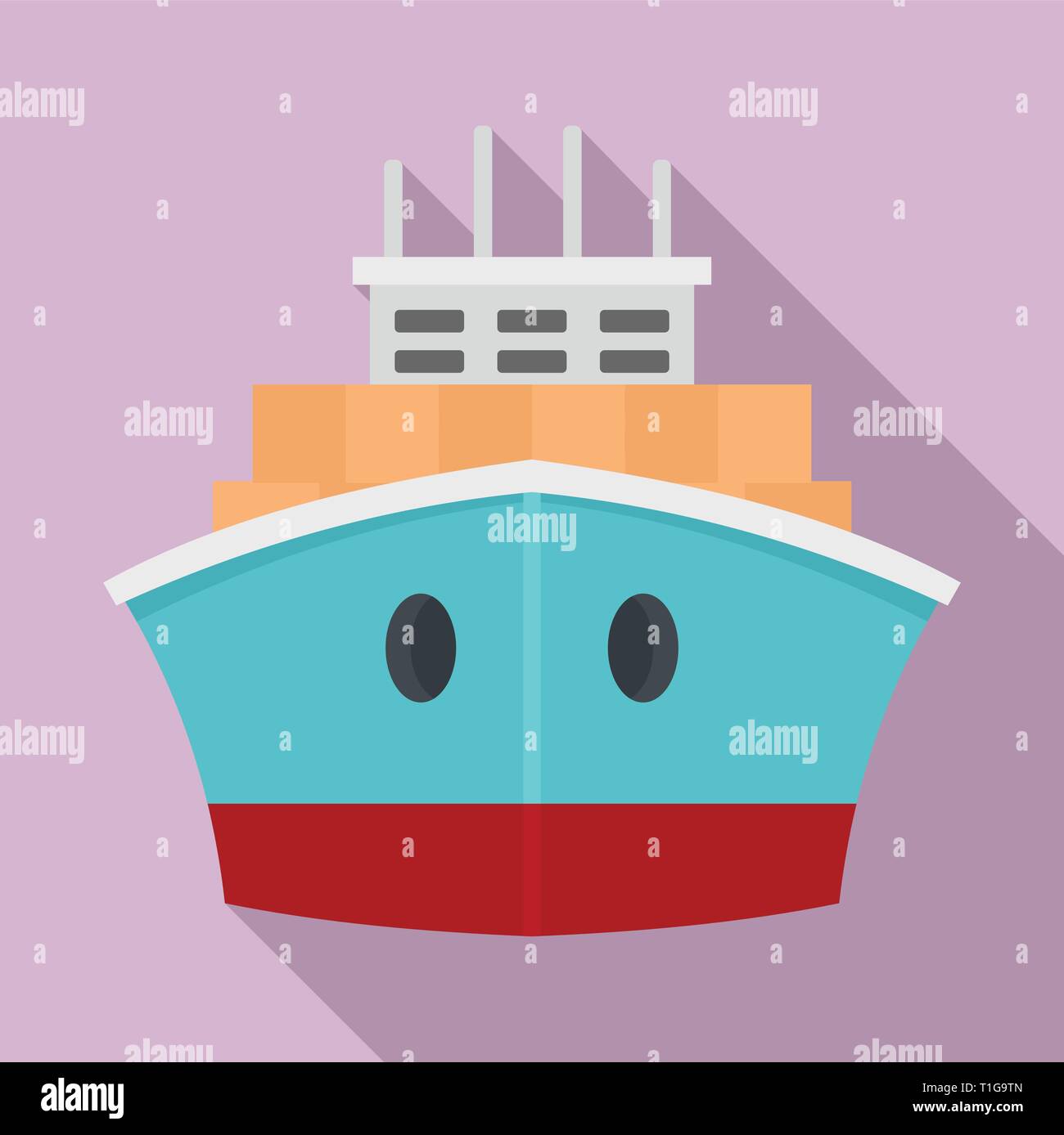 Front container ship icon. Flat illustration of front container ship ...