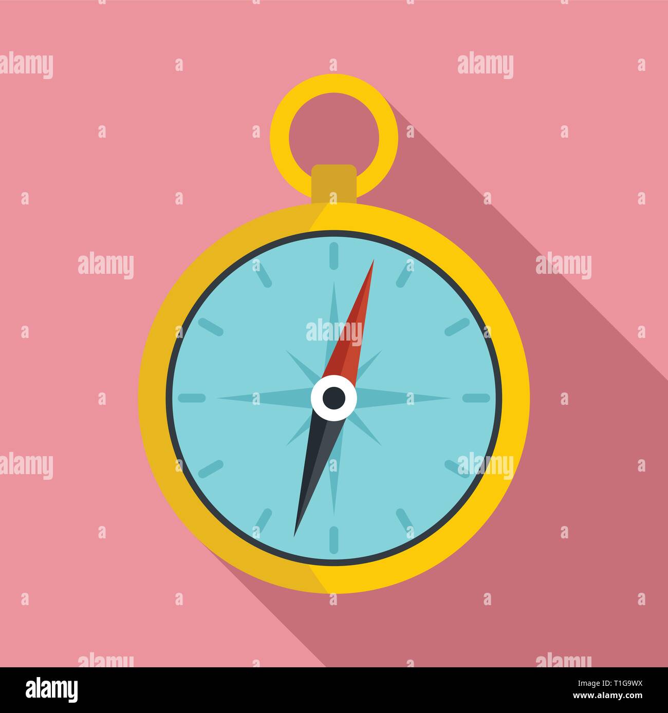 Metal compass icon. Flat illustration of metal compass vector icon for ...