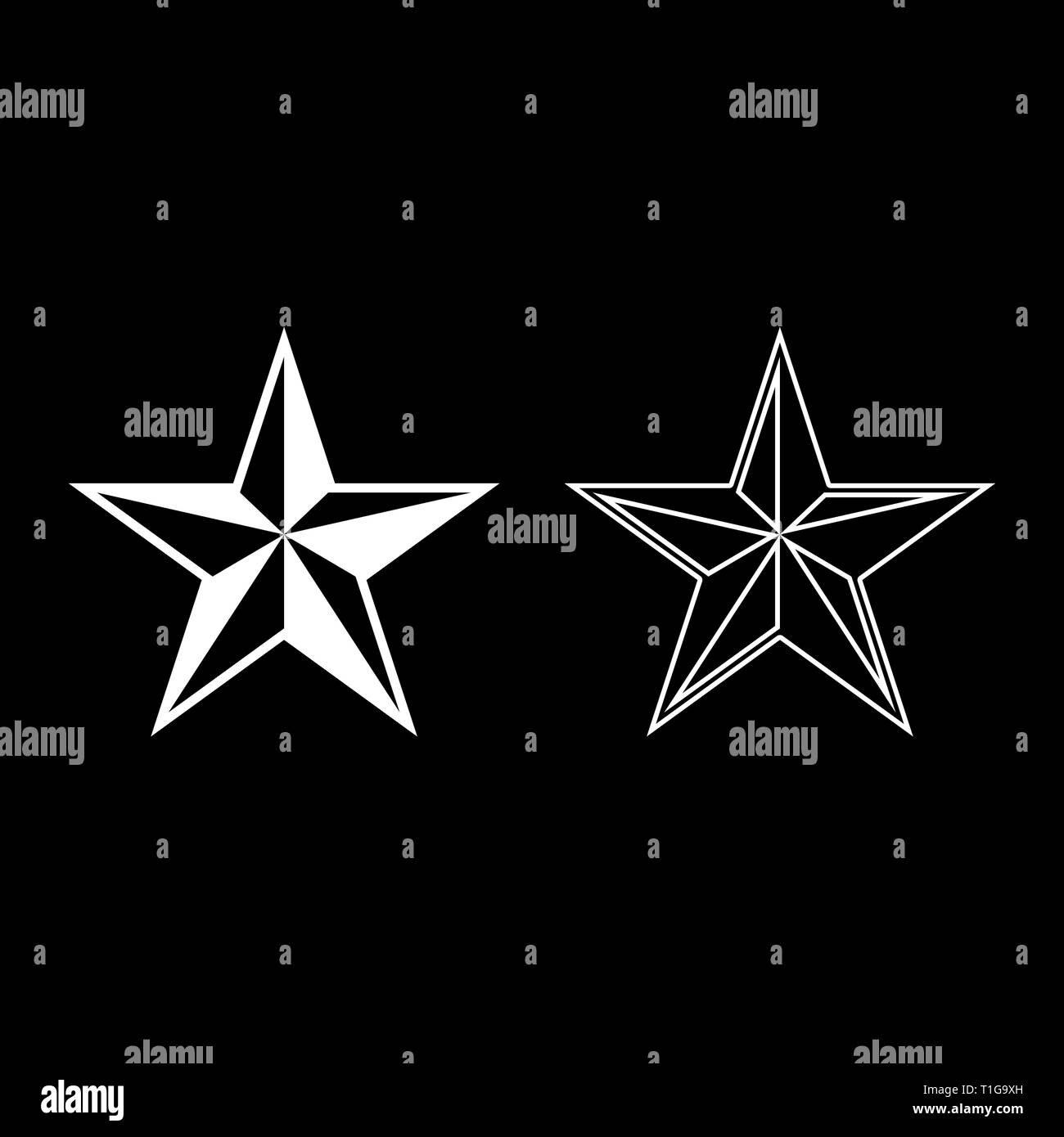 Star five corners Pentagonal star icon set white color vector ...