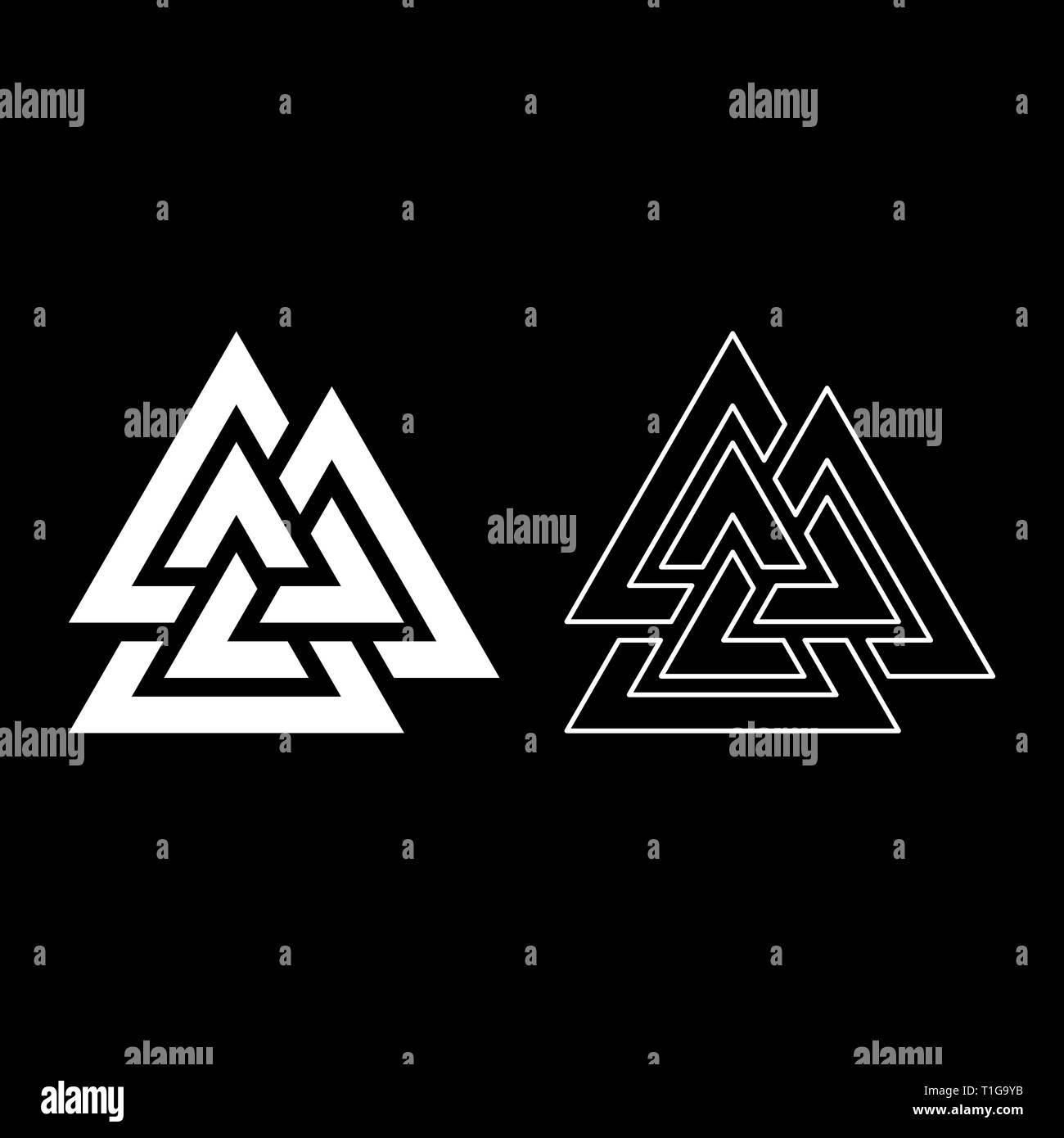 Valknut symbol icon set white color vector illustration flat style ...