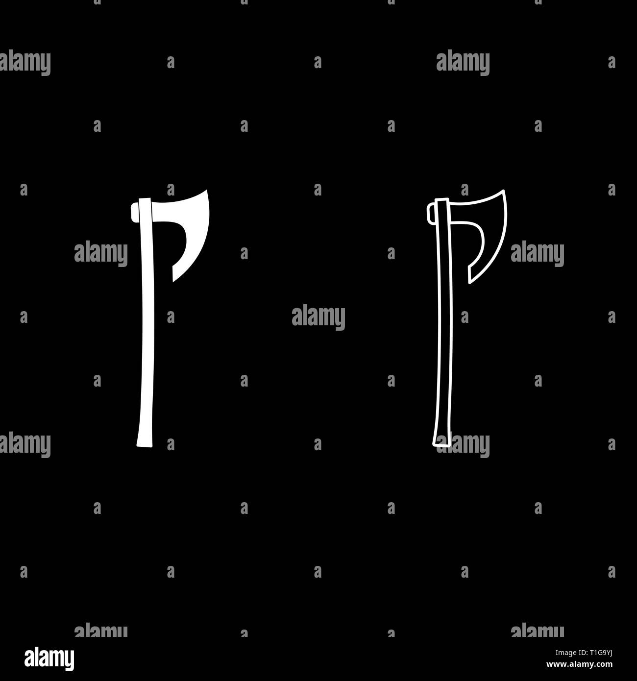 Ax with long handle Viking ax icon set white color vector illustration ...