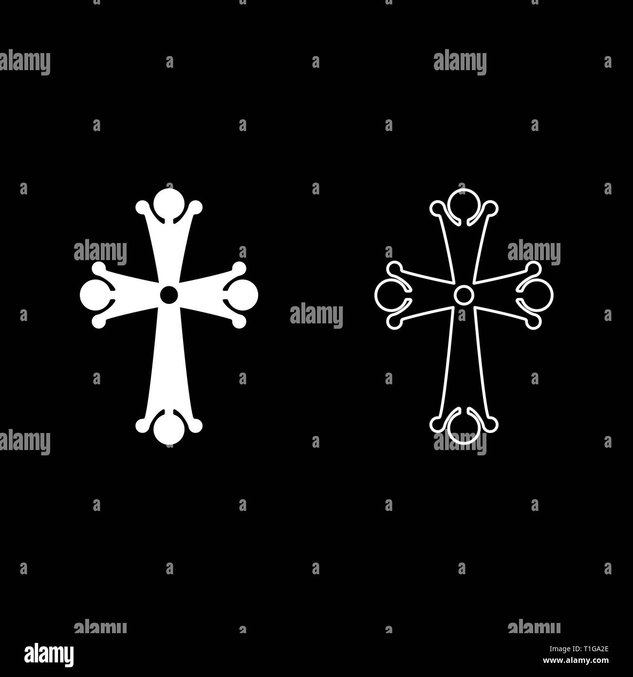 Four pointed cross drop shaped Cross monogram Religious cross icon set ...