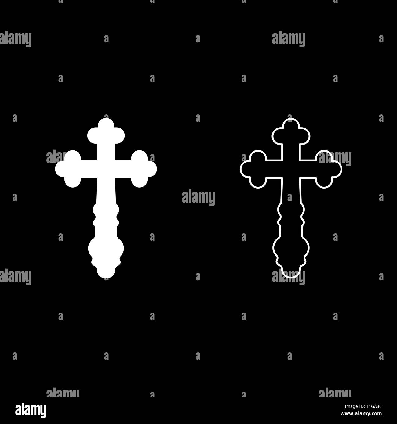 Cross trefoil shamrock Cross monogram Religious cross icon set white ...