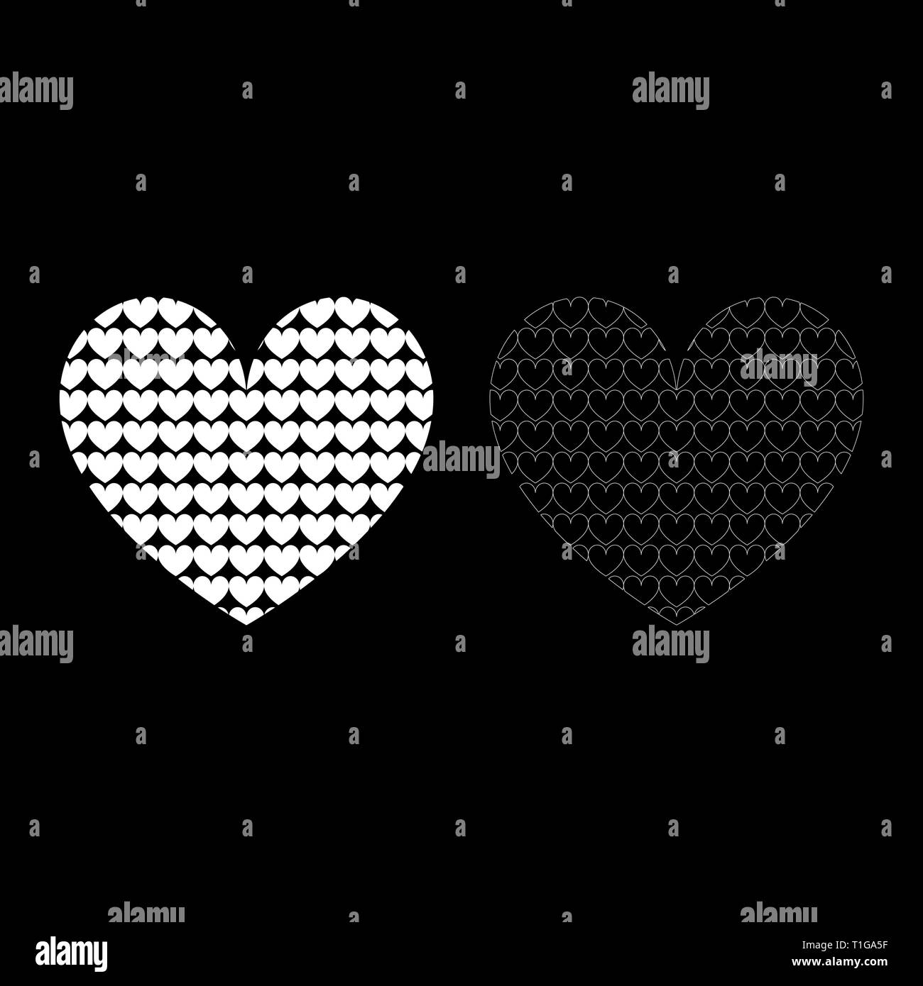 Heart with hearts inside Heart pattern in heart icon set white color ...