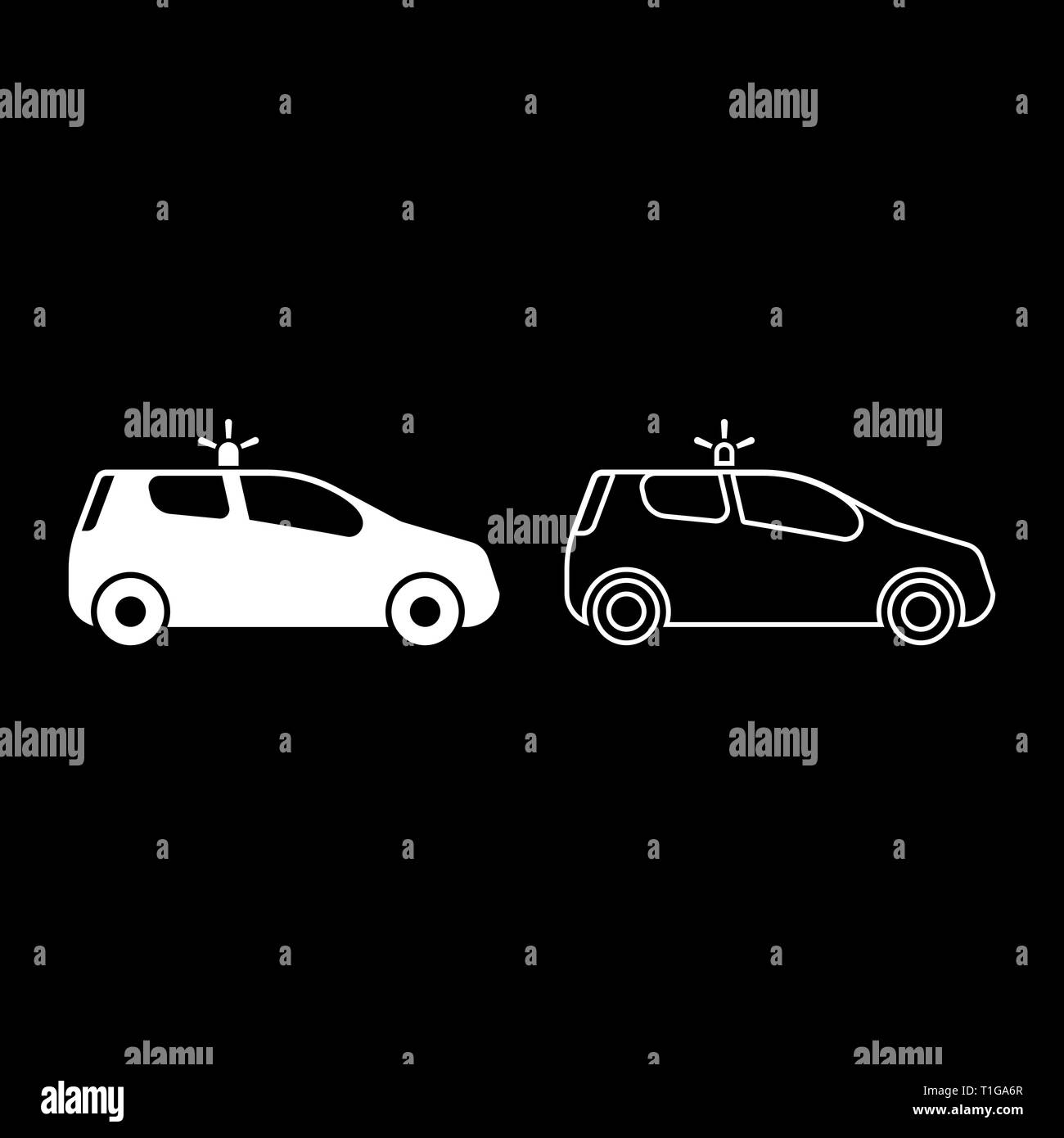 Security car Police car Car with siren icon set white color vector ...
