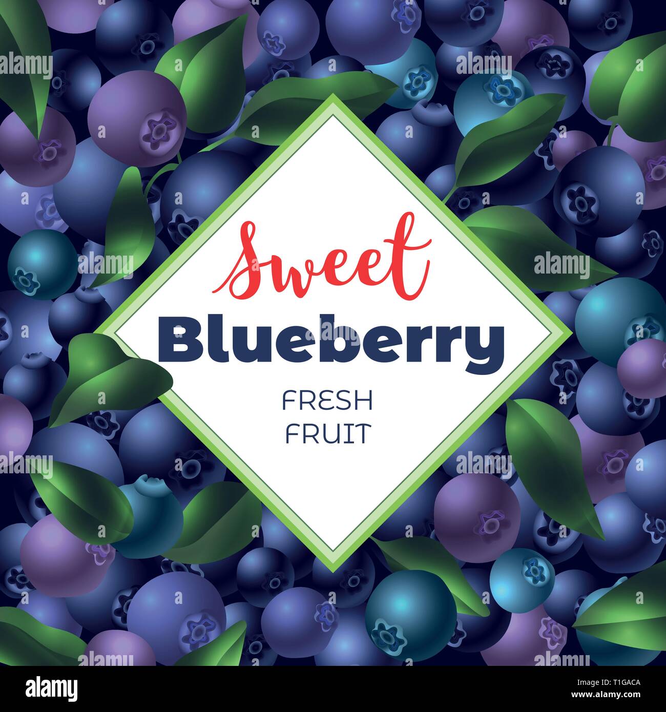 Fresh blueberry concept background. Cartoon illustration of fresh ...
