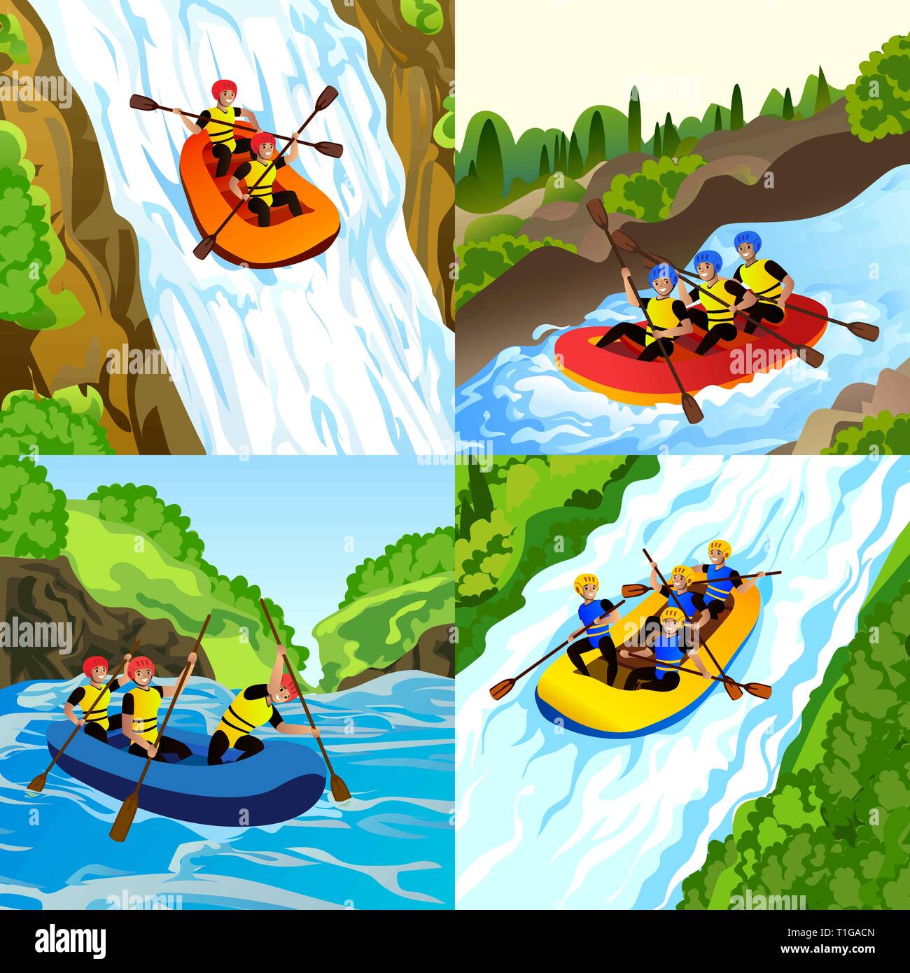 Woman rowing wooden boat Stock Vector Images - Alamy