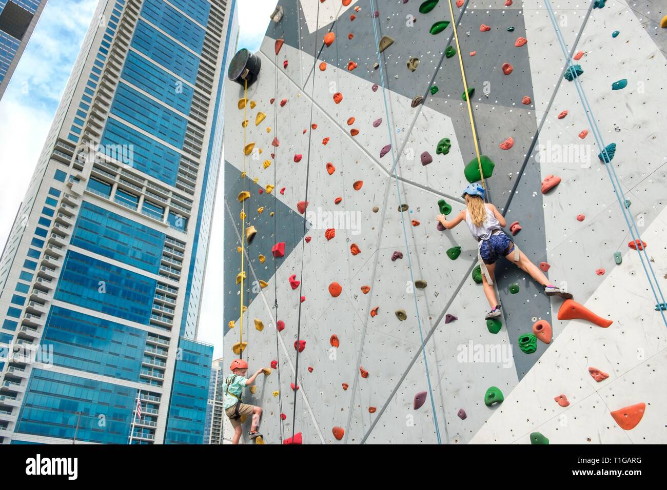 Climbing Wall at Maggie Daley Park, a 20-acre public park for children ...