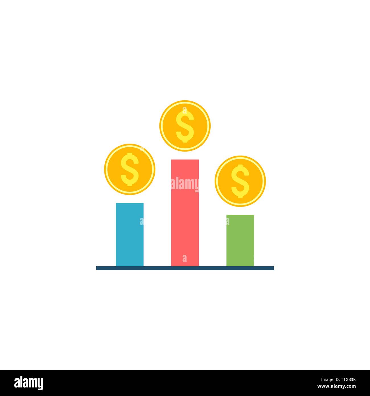 Statistic Chart with Coins. Statistic Chart with Dollar Coins Vector ...