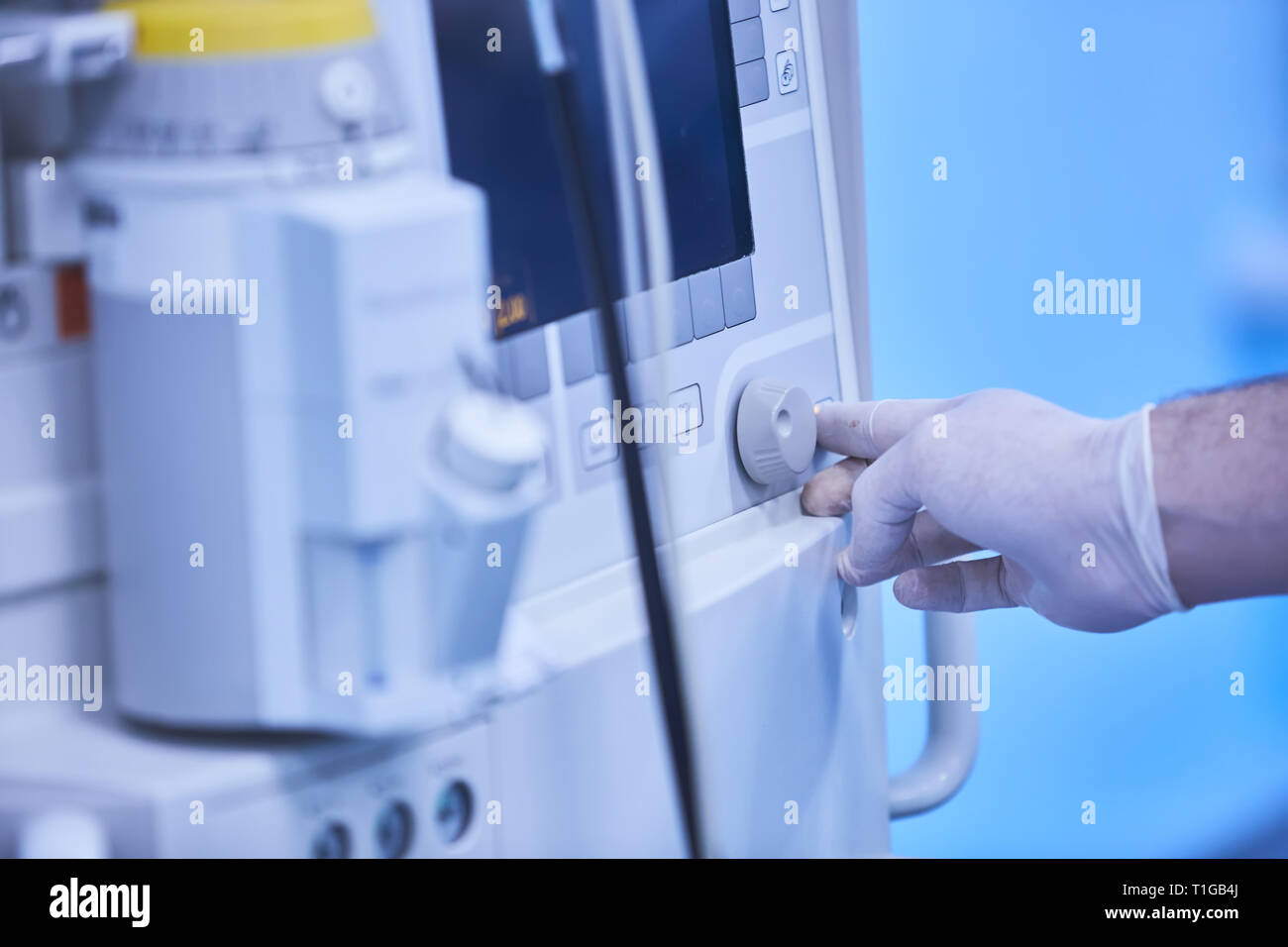 An anesthesia monitor shows real time vital signs for constant patient ...