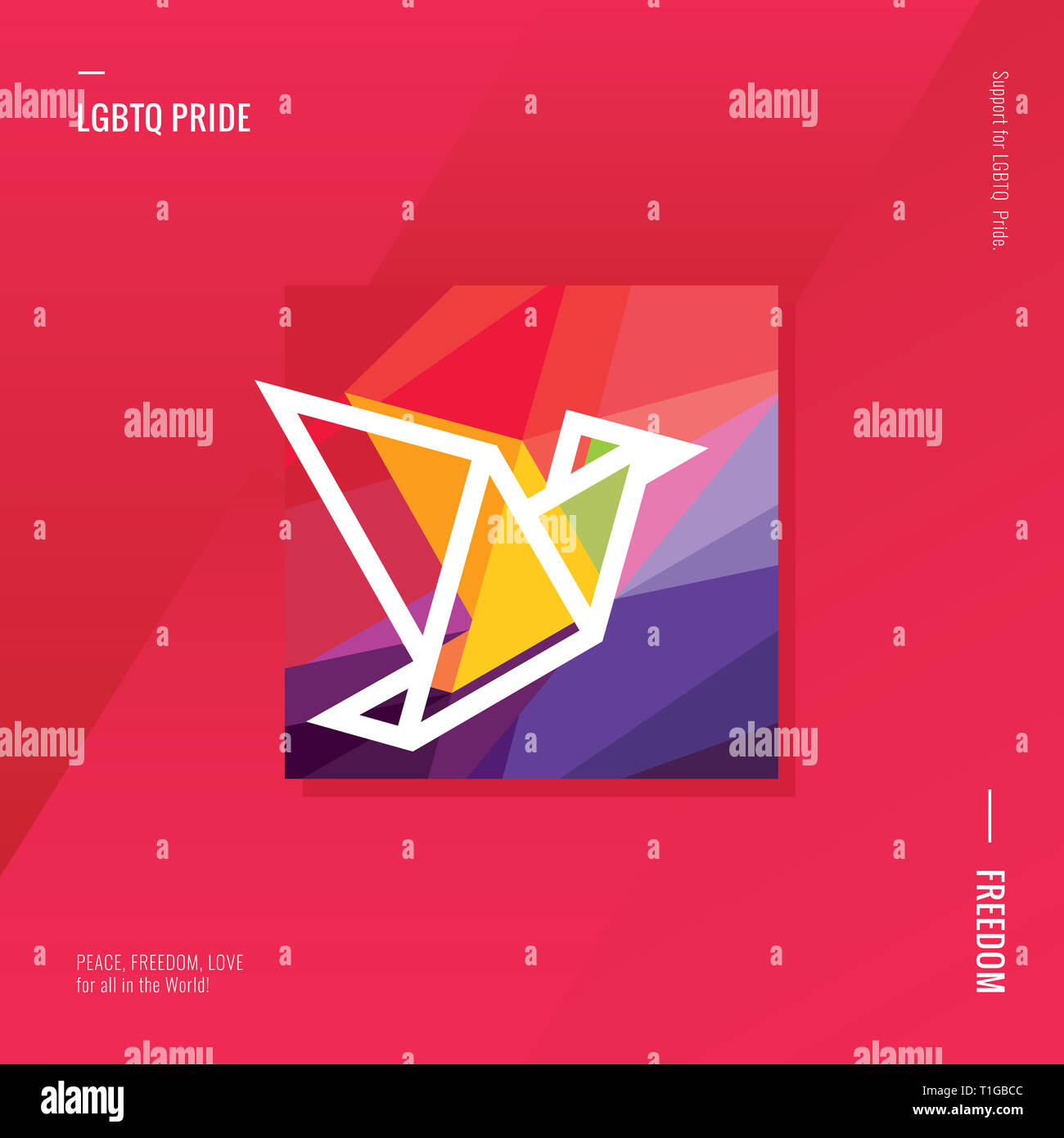 LGBT pride concept. Support for LGBTQ pride. Colorful Shapes. Bird ...