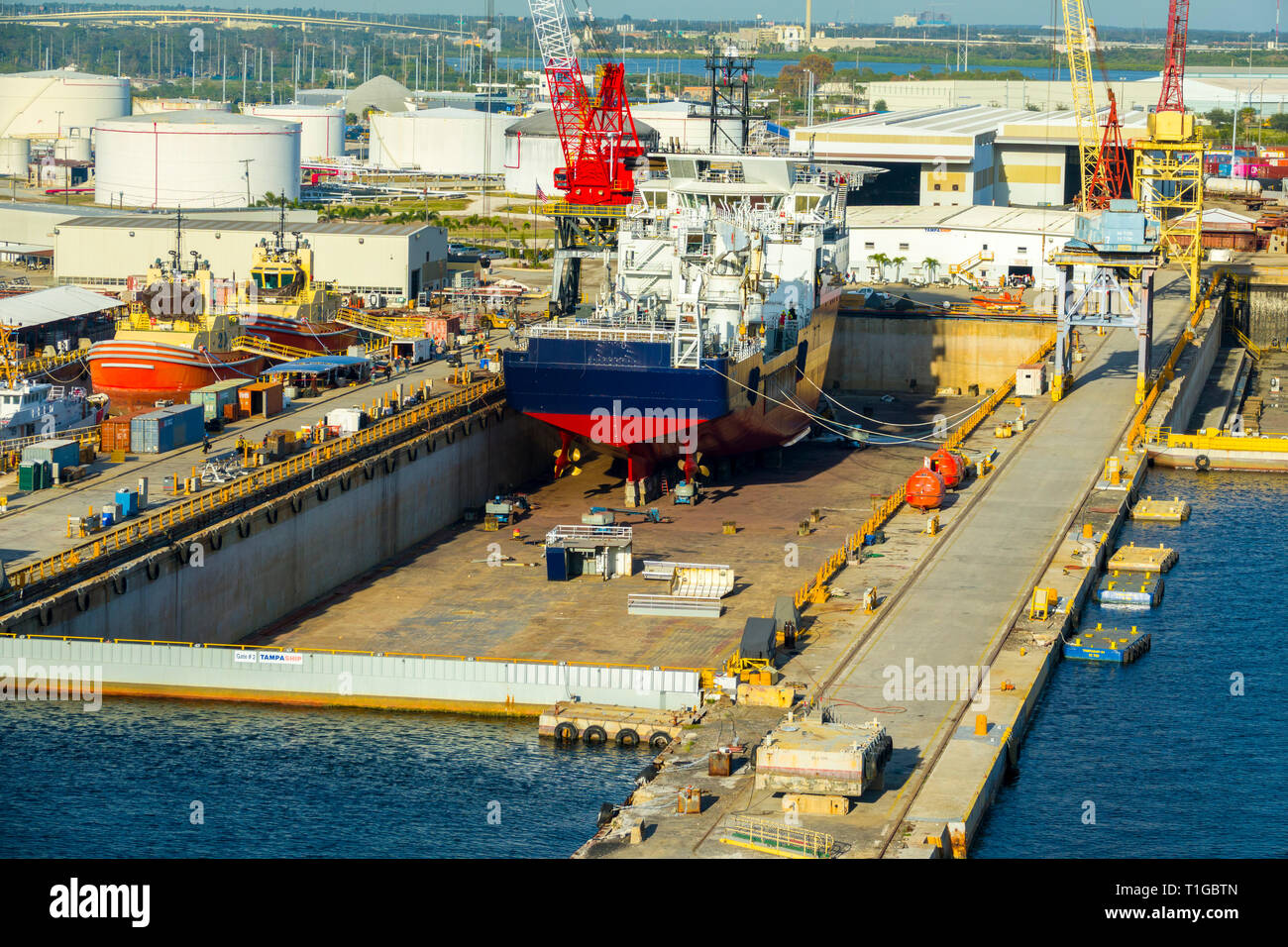 Ship in dry dock for repairs and maintenance Tampa Florida A dry dock ...