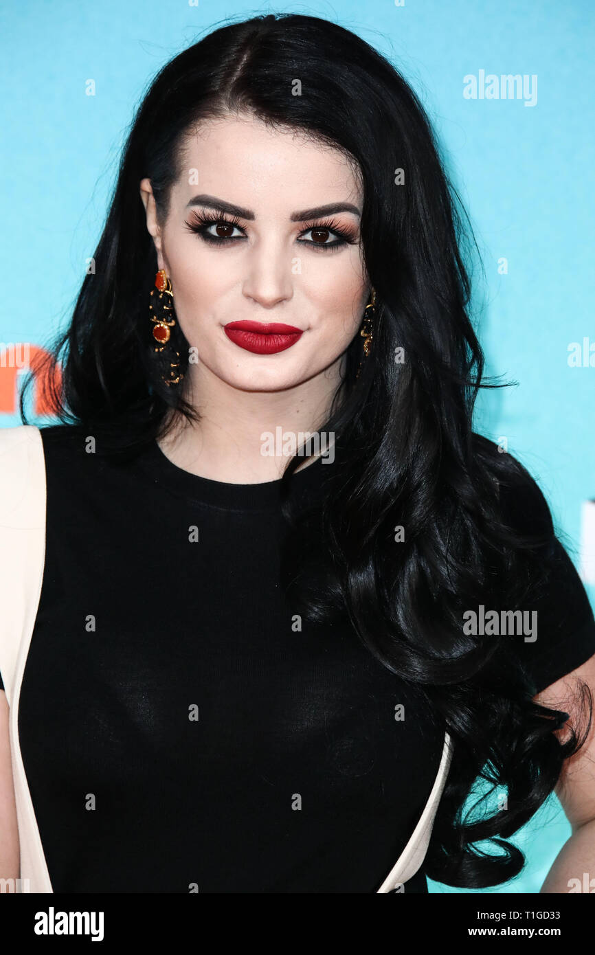 LOS ANGELES, CA, USA - MARCH 23: Paige arrives at Nickelodeon's 2019 ...