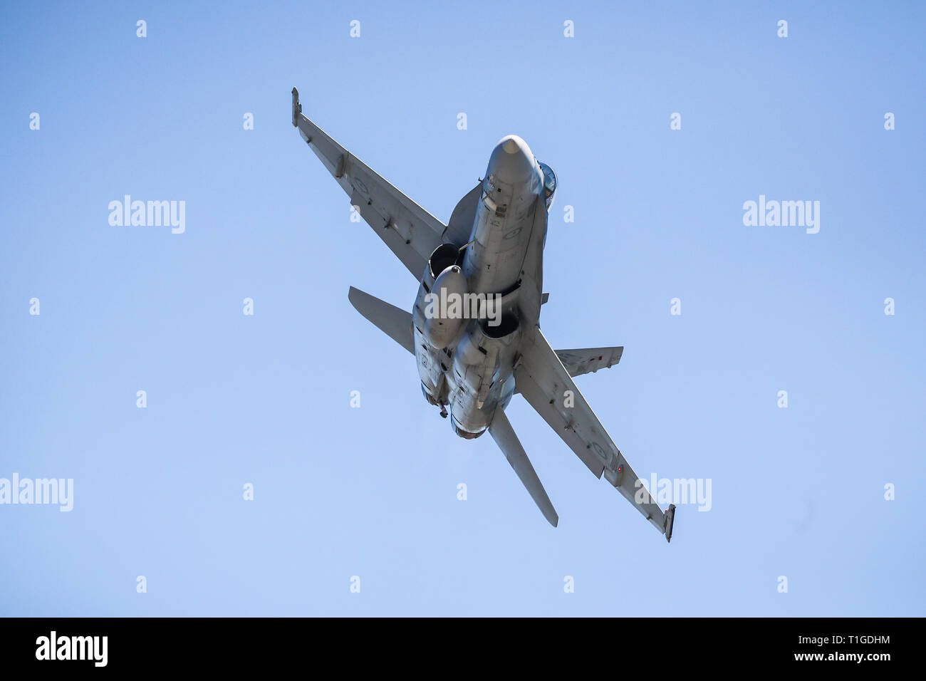 MELBOURNE, AUSTRALIA - MARCH 15: RAAF F/A-18 Reconnaissance completes ...