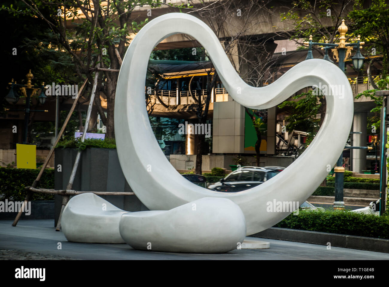 Heart-shaped statue in front of the building That represents love Stock ...
