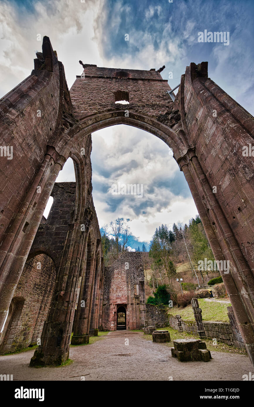 Mountain Landscape Waterfall Castle Ruins Stock Photo - Alamy