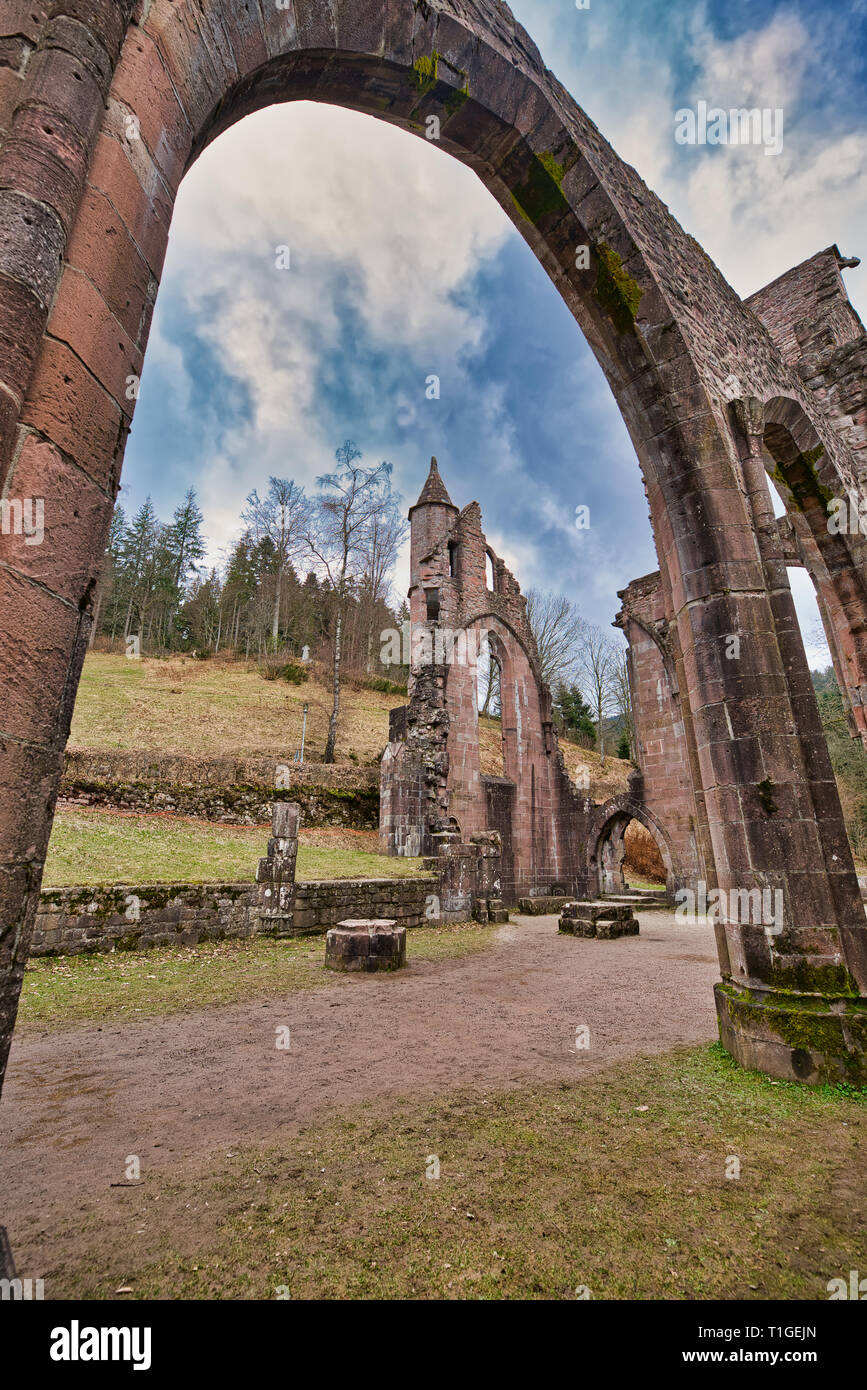 Mountain Landscape Waterfall Castle Ruins Stock Photo - Alamy