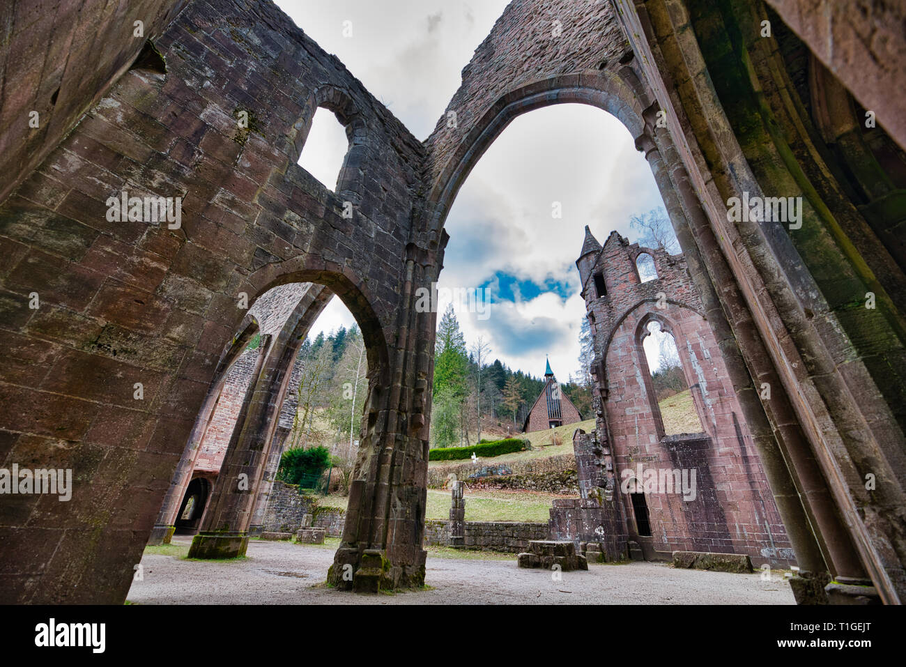 Mountain Landscape Waterfall Castle Ruins Stock Photo - Alamy