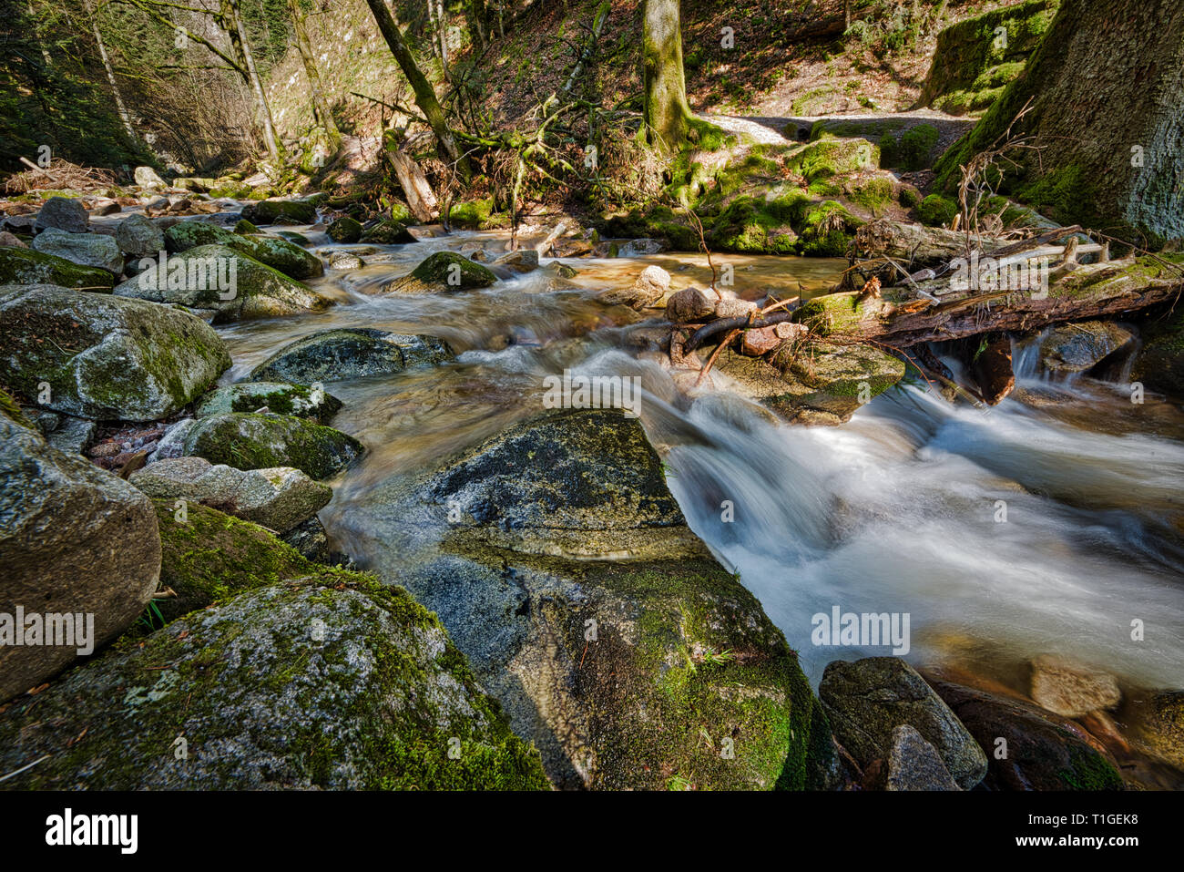 Mountain Landscape Waterfall Castle Ruins Stock Photo - Alamy