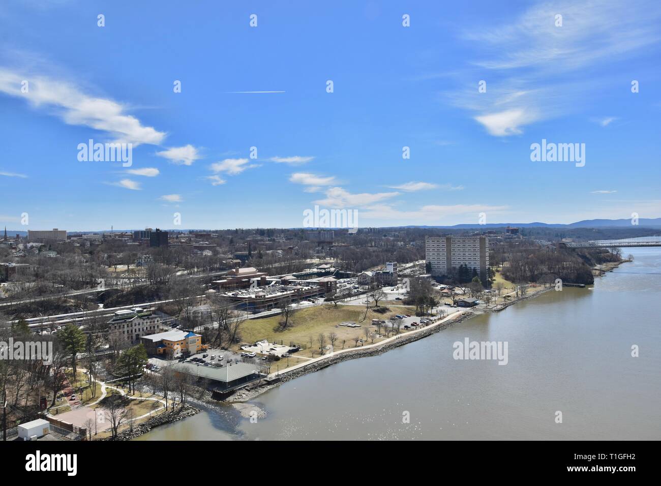 View of Poughkeepsie and the Hudson River as seen from the Walkway Over ...