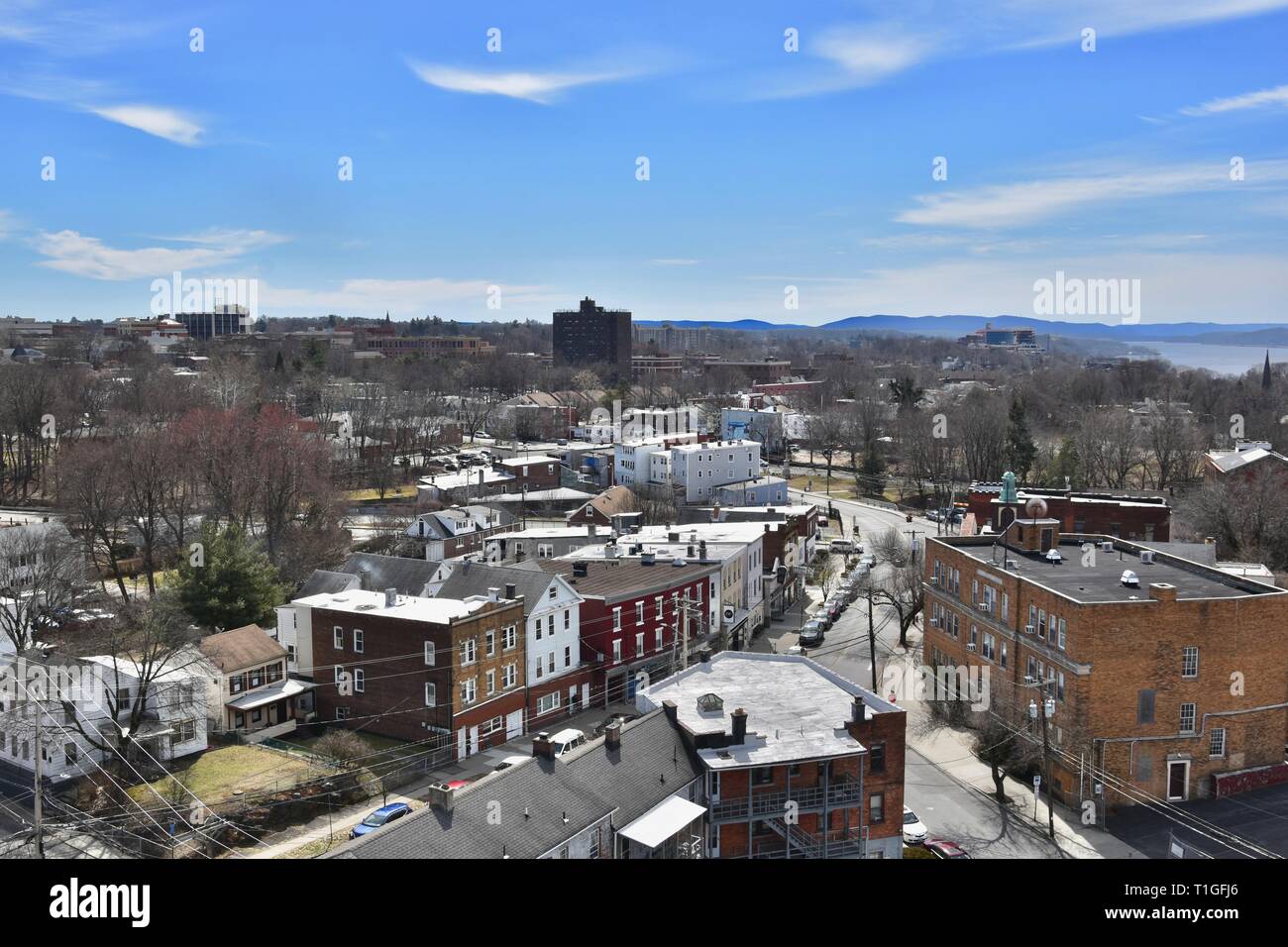 View of Poughkeepsie and the Hudson River as seen from the Walkway Over ...