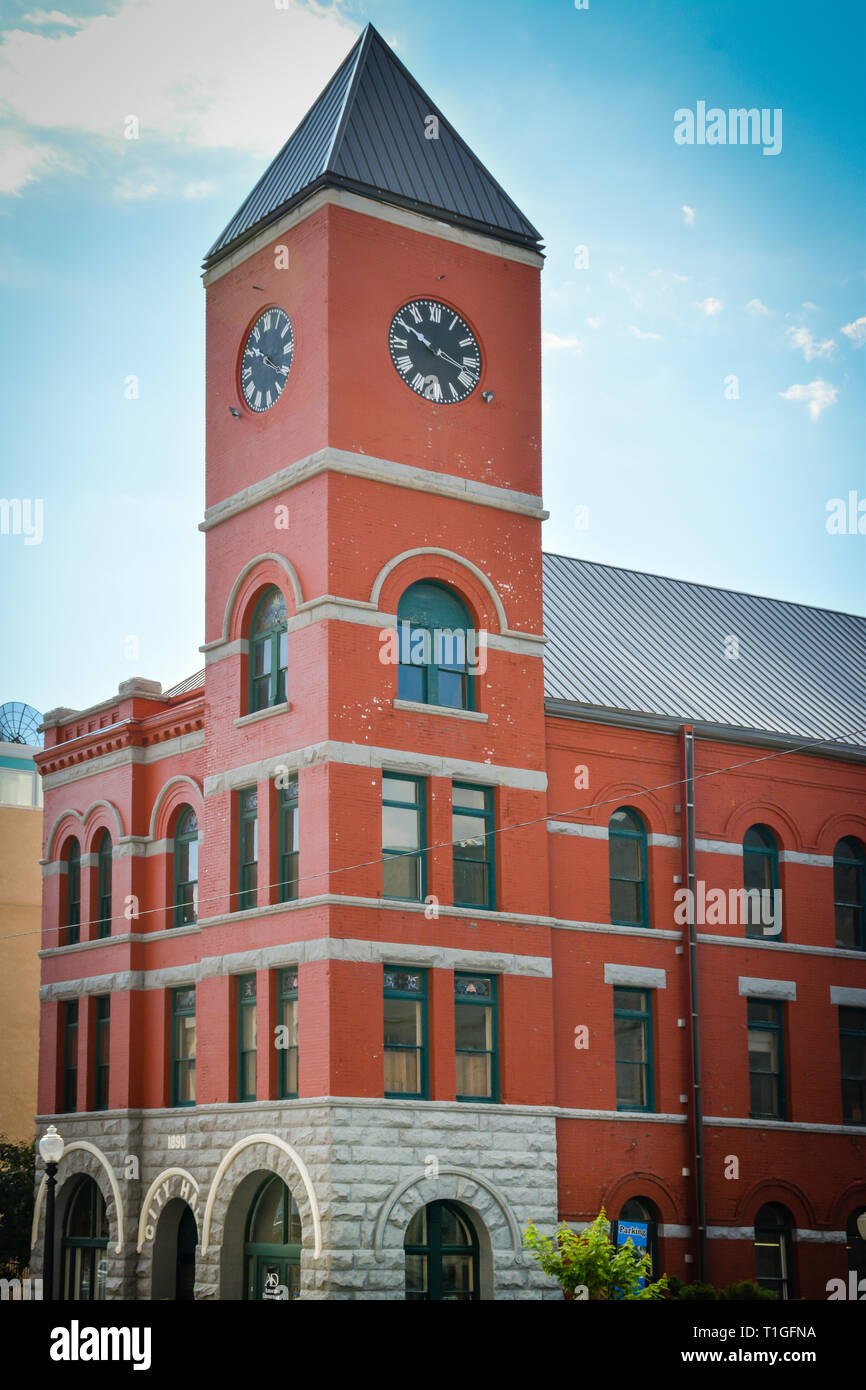 The historical City Hall building on Broadway Street in the old mining ...