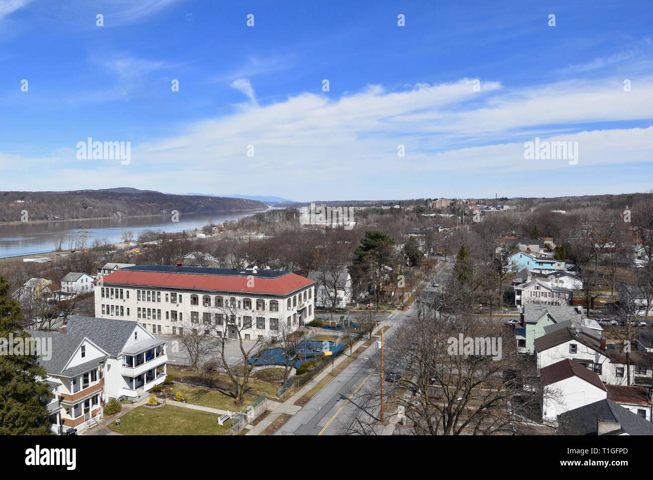 View of Poughkeepsie and the Hudson River as seen from the Walkway Over ...