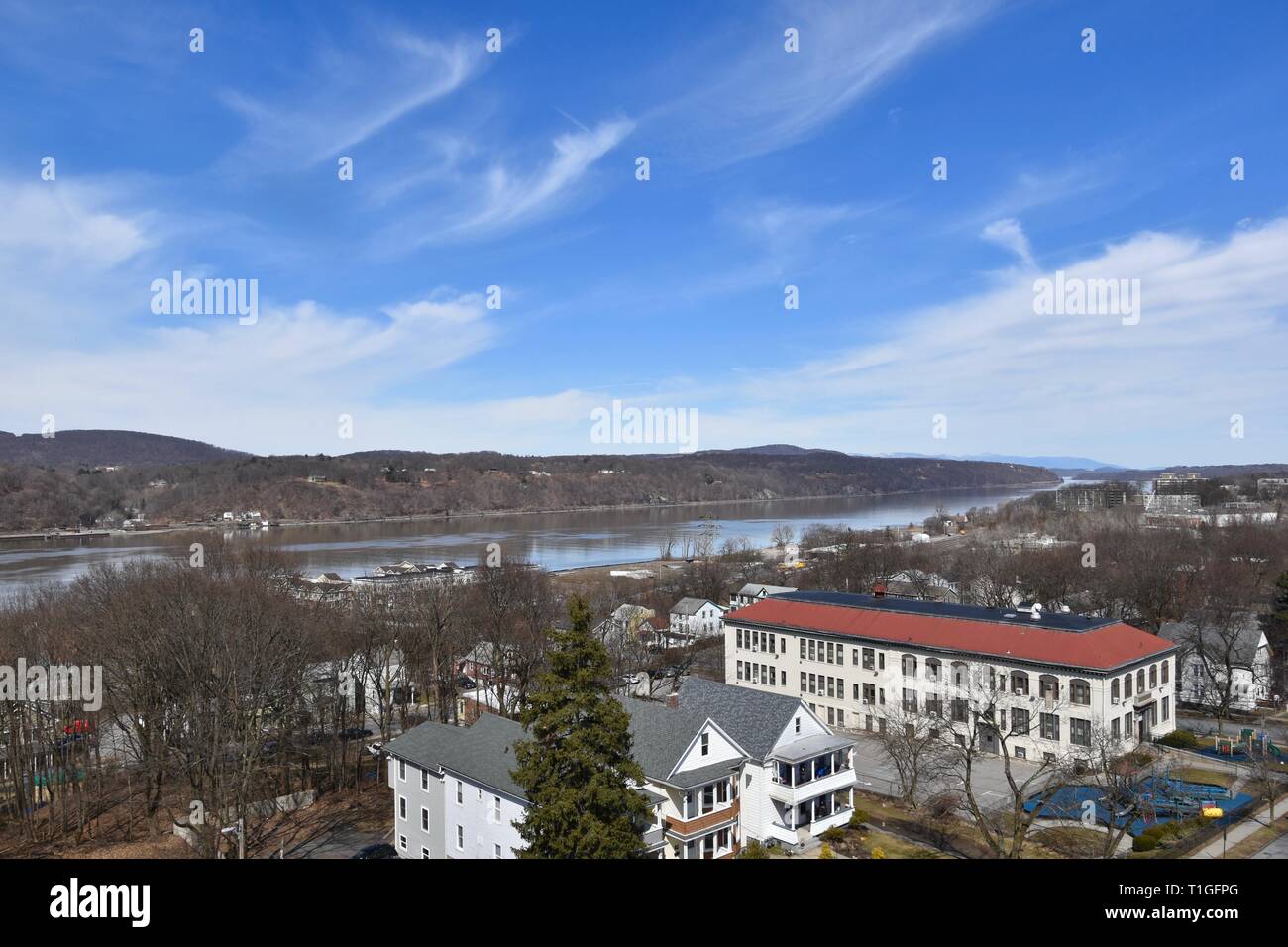 View of Poughkeepsie and the Hudson River as seen from the Walkway Over ...