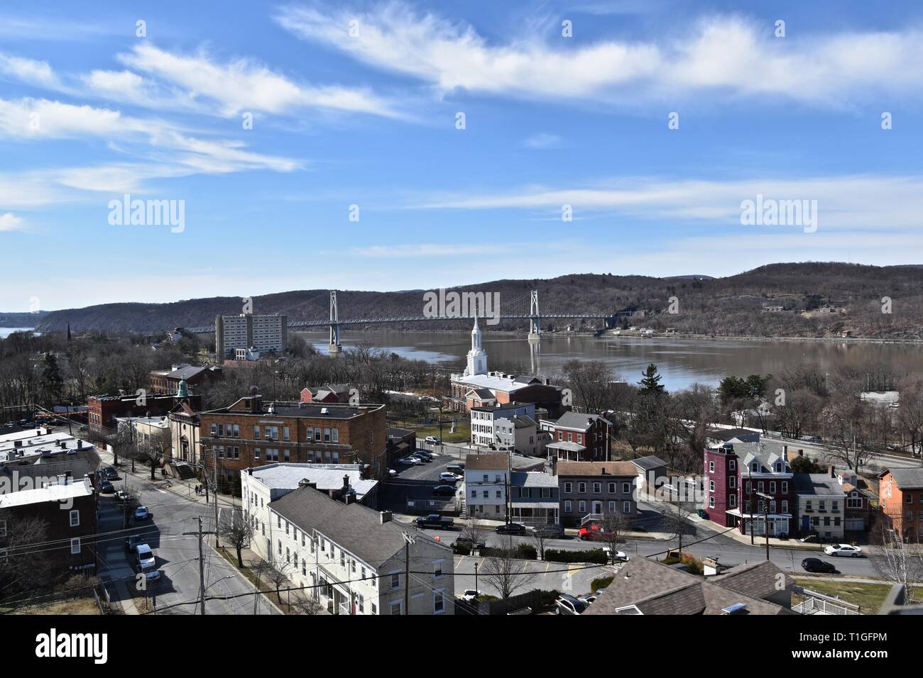 View of Poughkeepsie and the Hudson River as seen from the Walkway Over ...