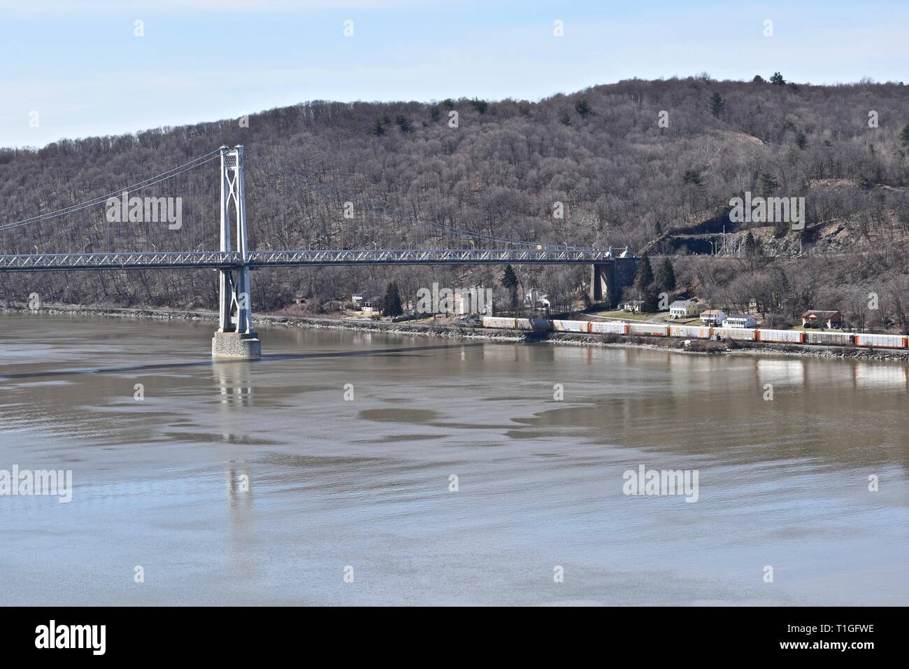 View of the Mid Hudson Bridge spanning the Hudson River as seen from ...