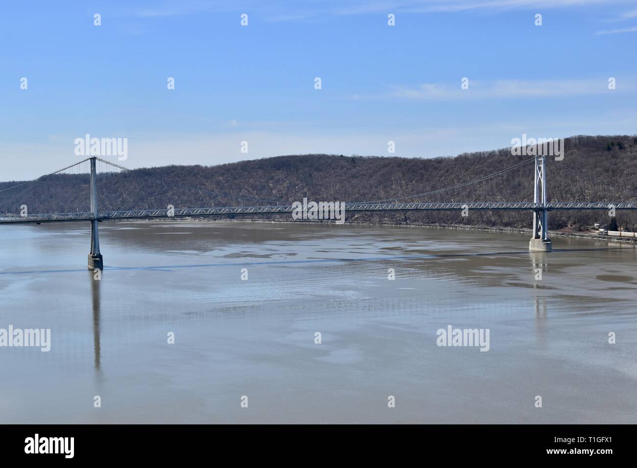 View of the Mid Hudson Bridge spanning the Hudson River as seen from ...
