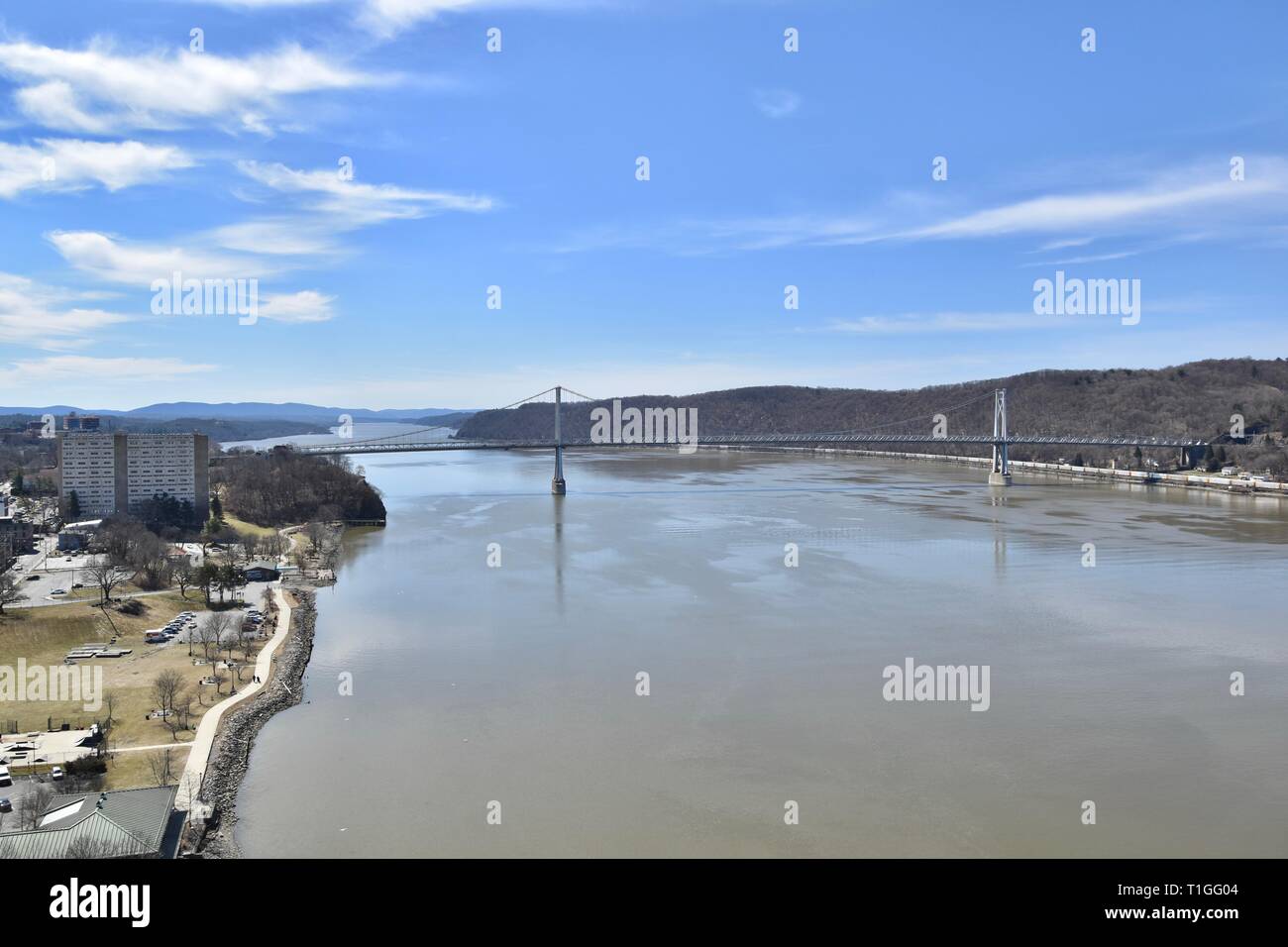 View of the Mid Hudson Bridge spanning the Hudson River as seen from ...