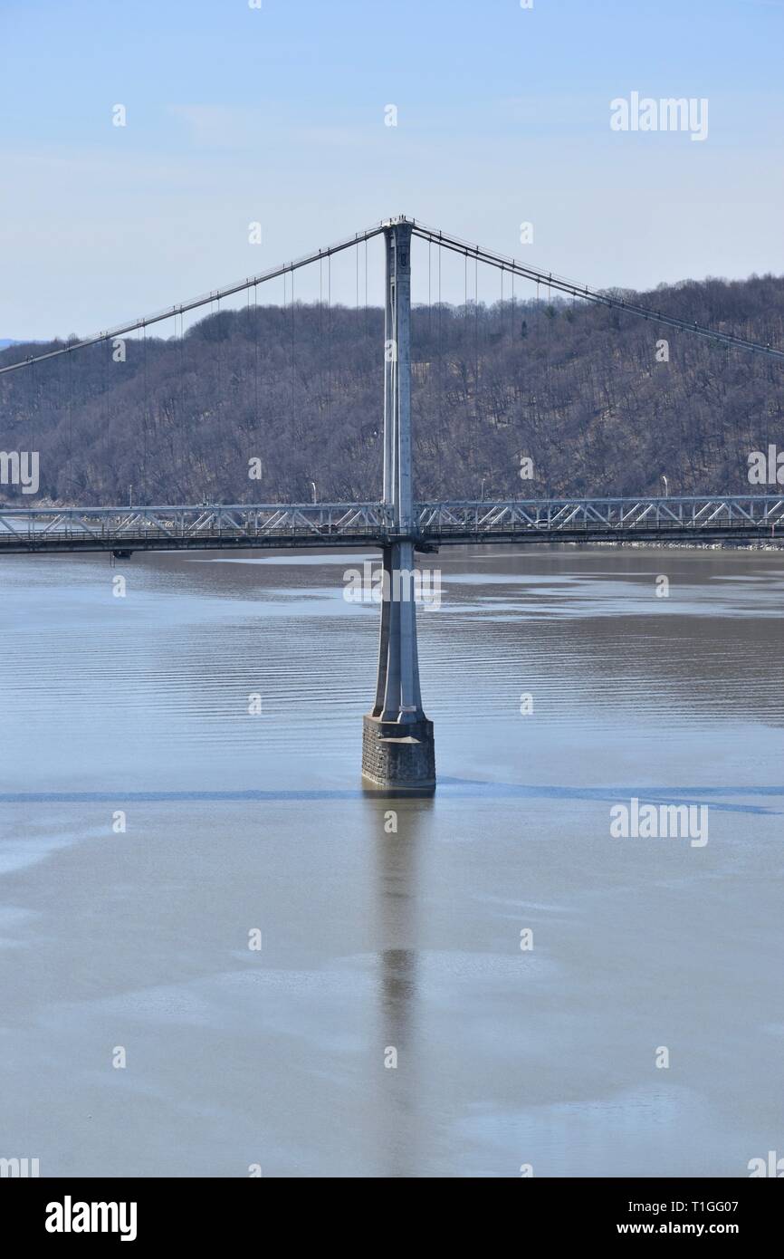 View of the Mid Hudson Bridge spanning the Hudson River as seen from ...