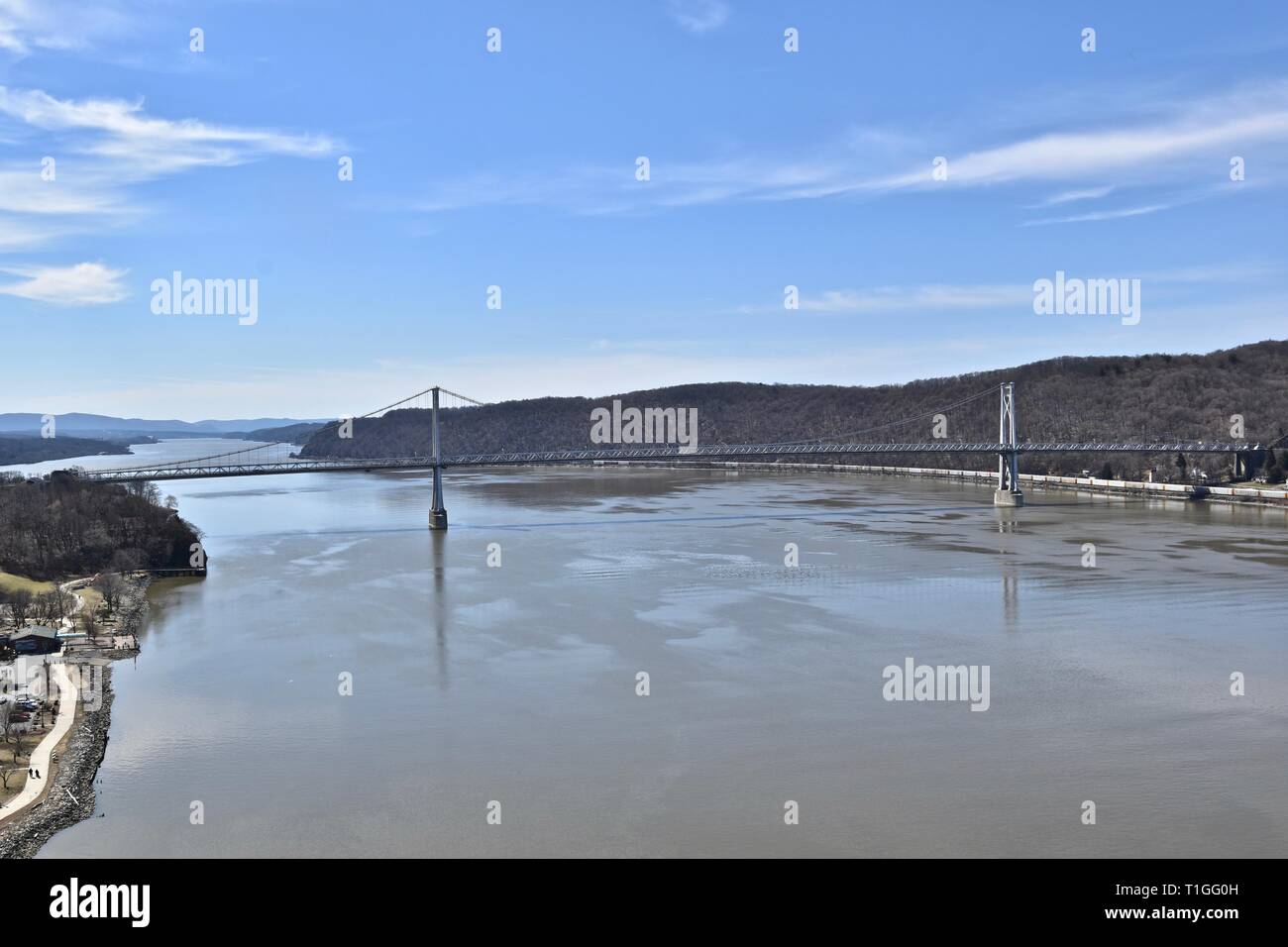View of the Mid Hudson Bridge spanning the Hudson River as seen from ...