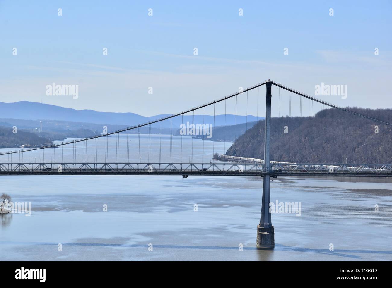View of the Mid Hudson Bridge spanning the Hudson River as seen from ...