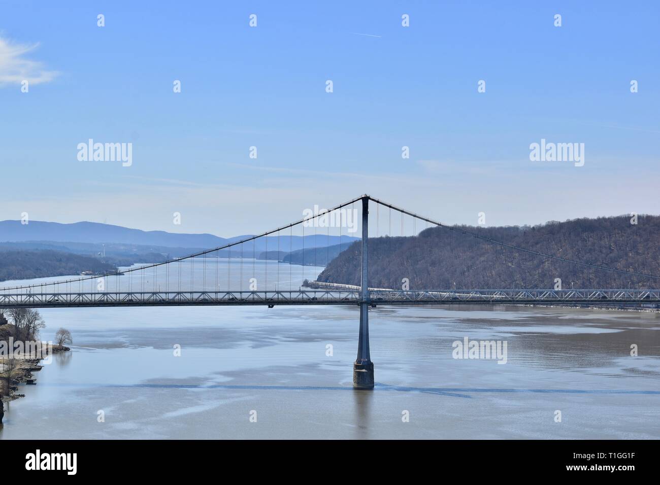 View of the Mid Hudson Bridge spanning the Hudson River as seen from ...