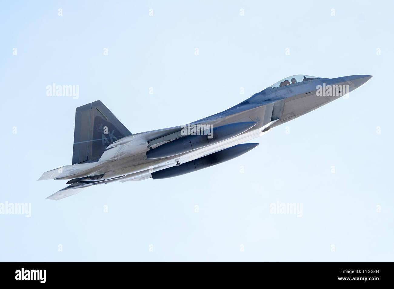 An F-22 Raptor takes off after Raptors from the 3rd Wing and 477th ...