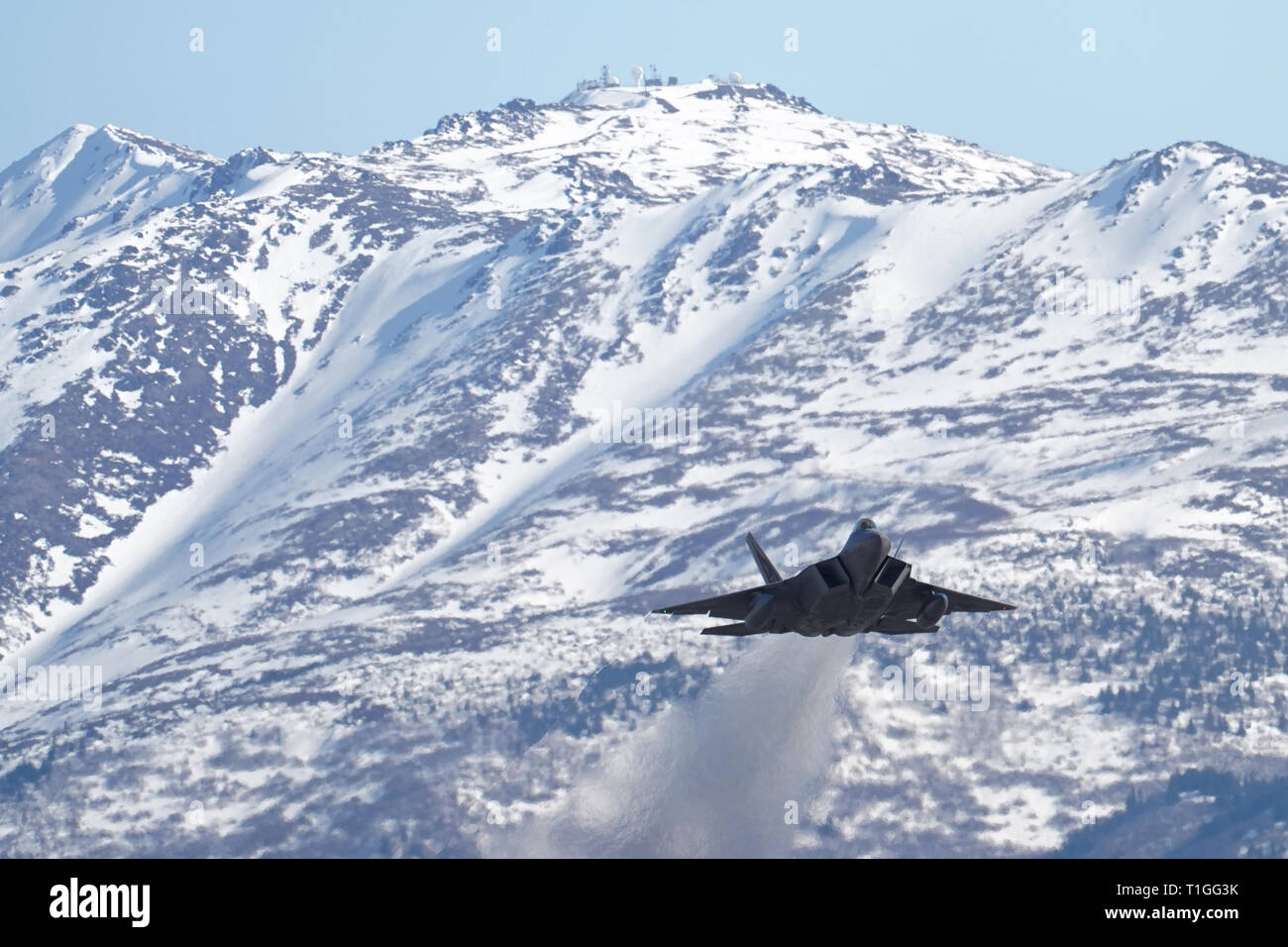 An F-22 Raptor takes off after Raptors from the 3rd Wing and 477th ...