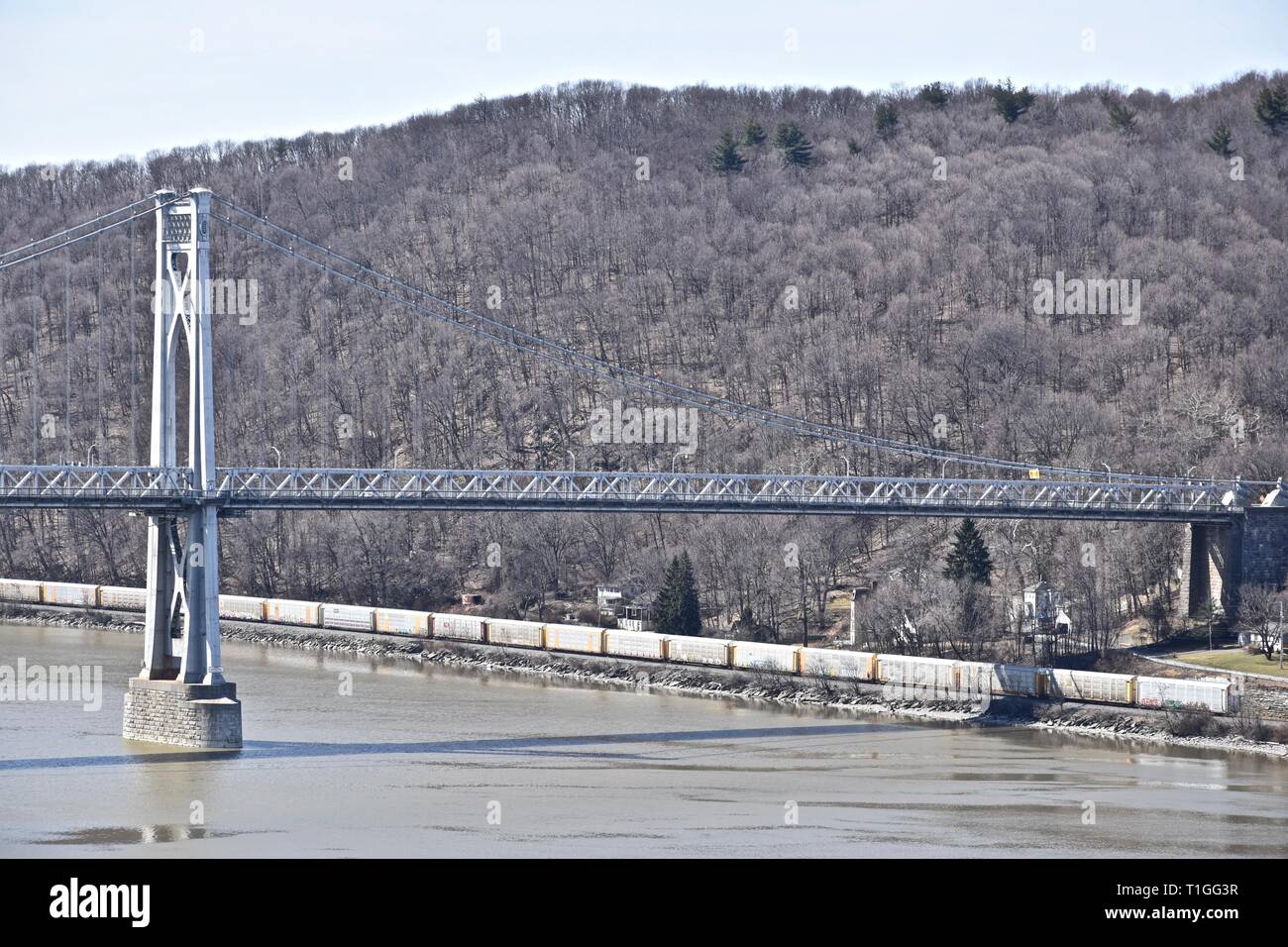 View of the Mid Hudson Bridge spanning the Hudson River as seen from ...