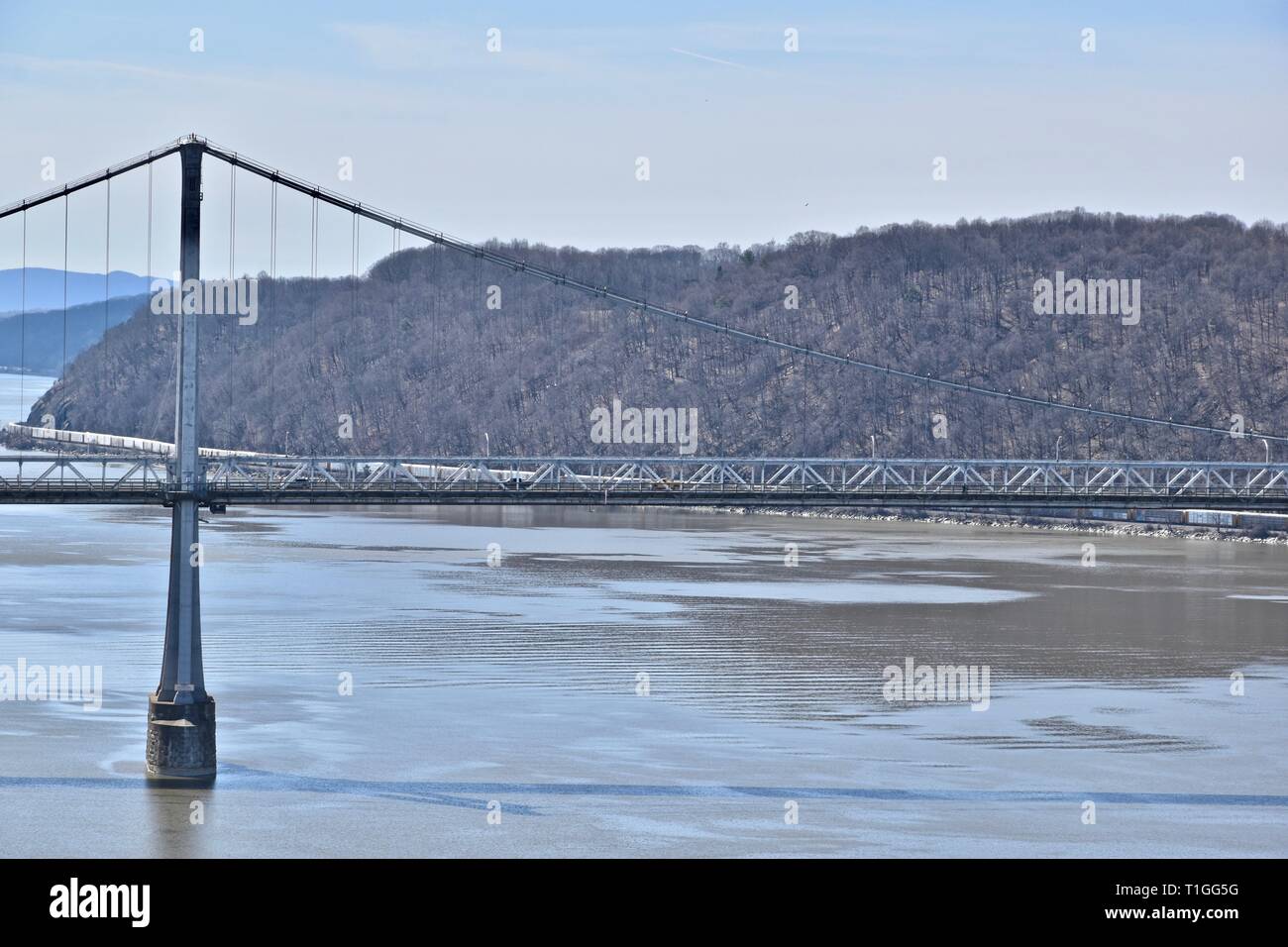 View of the Mid Hudson Bridge spanning the Hudson River as seen from ...