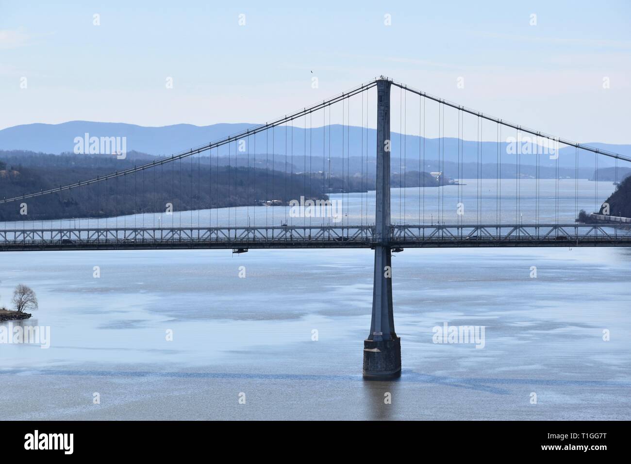 View of the Mid Hudson Bridge spanning the Hudson River as seen from ...
