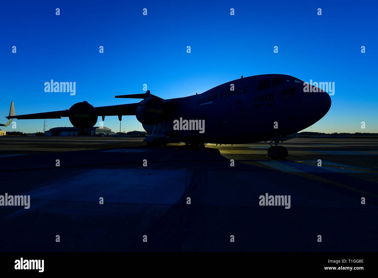 A C-17 Globemaster III assigned to the 911th Airlift Wing sits on the ...