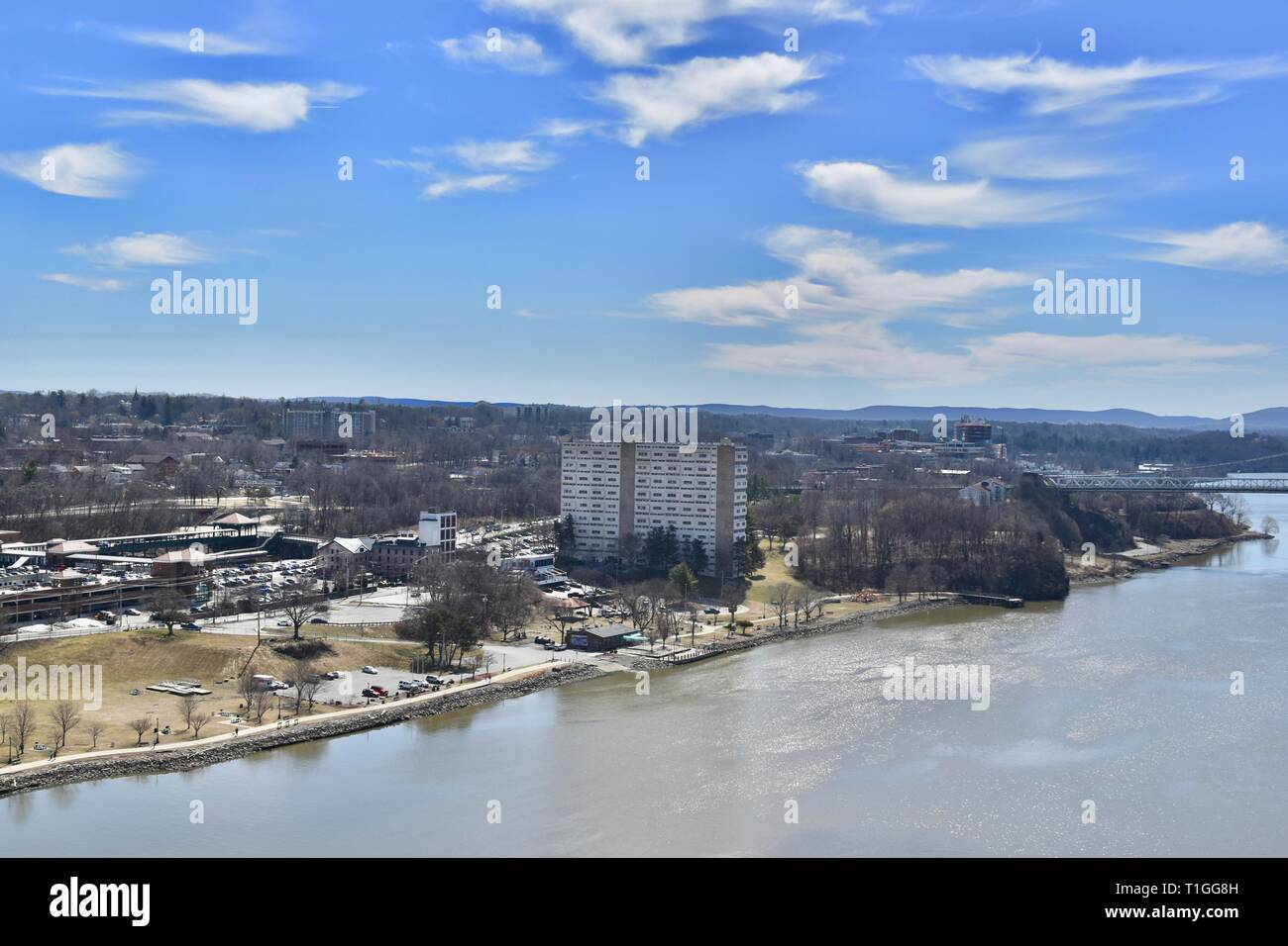 View of Poughkeepsie and the Hudson River as seen from the Walkway Over ...